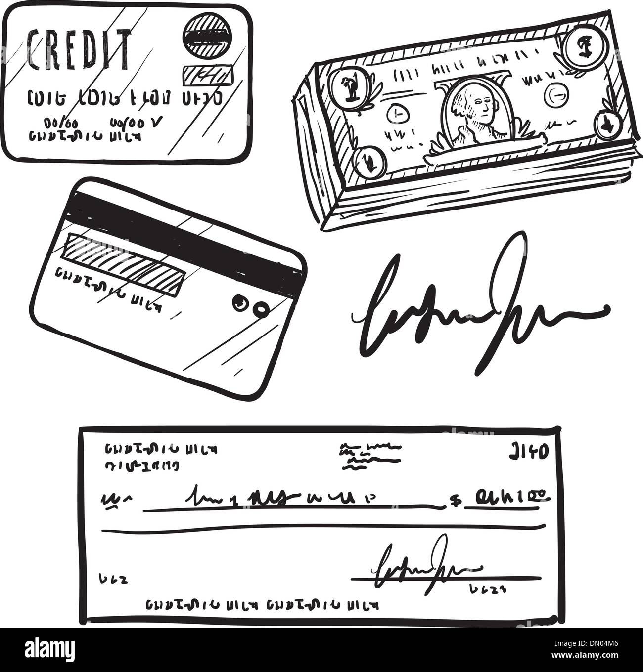 Personal finance items vector sketch Stock Vector Image & Art - Alamy