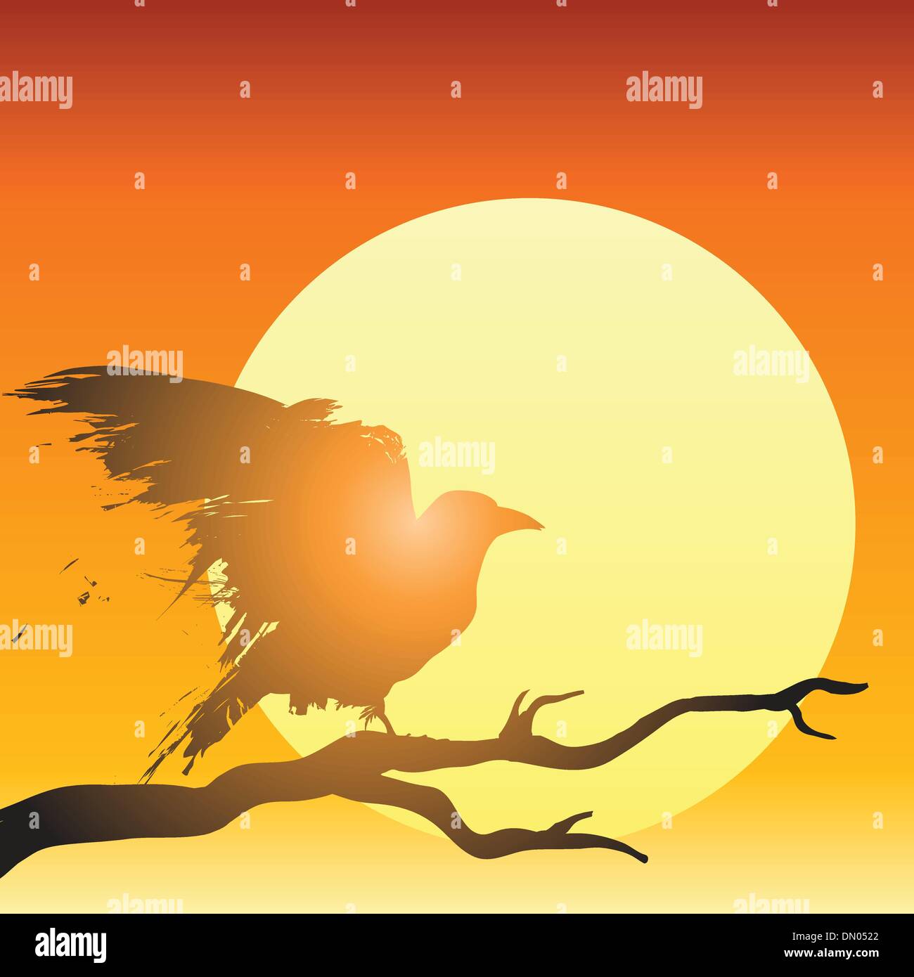Raven sunset illustration Stock Vector Image & Art - Alamy