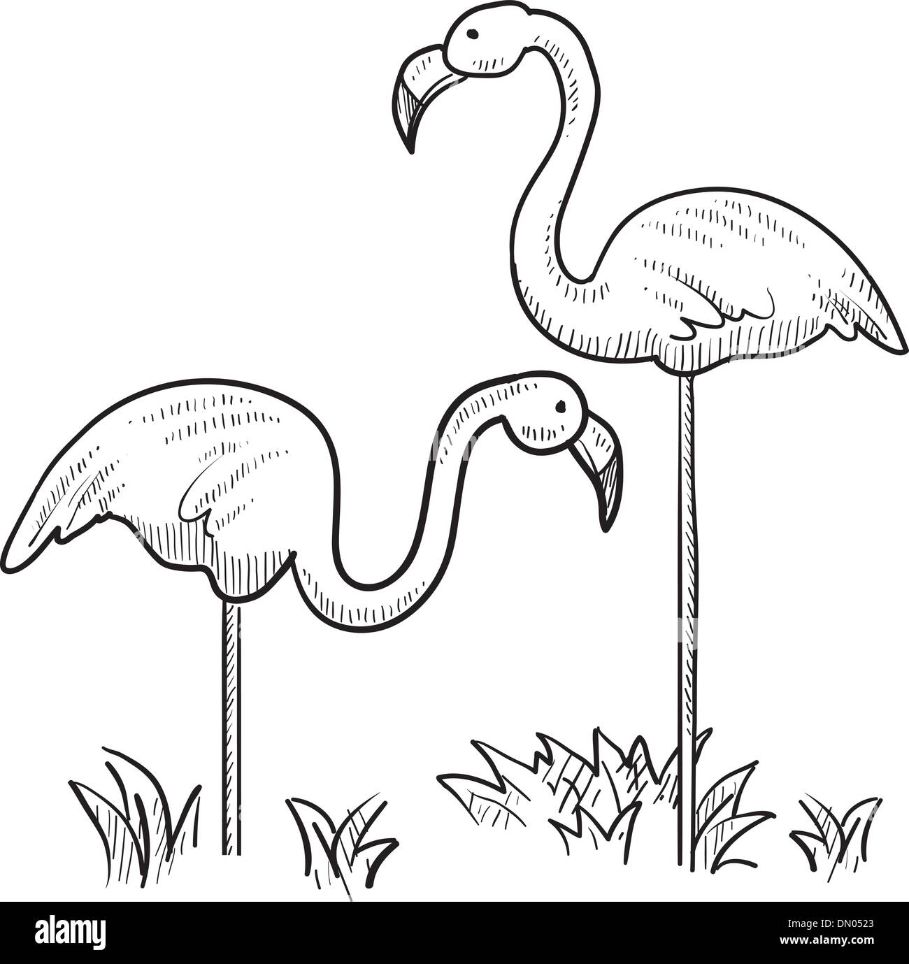 Flamingo illustration vector Black and White Stock Photos & Images - Alamy