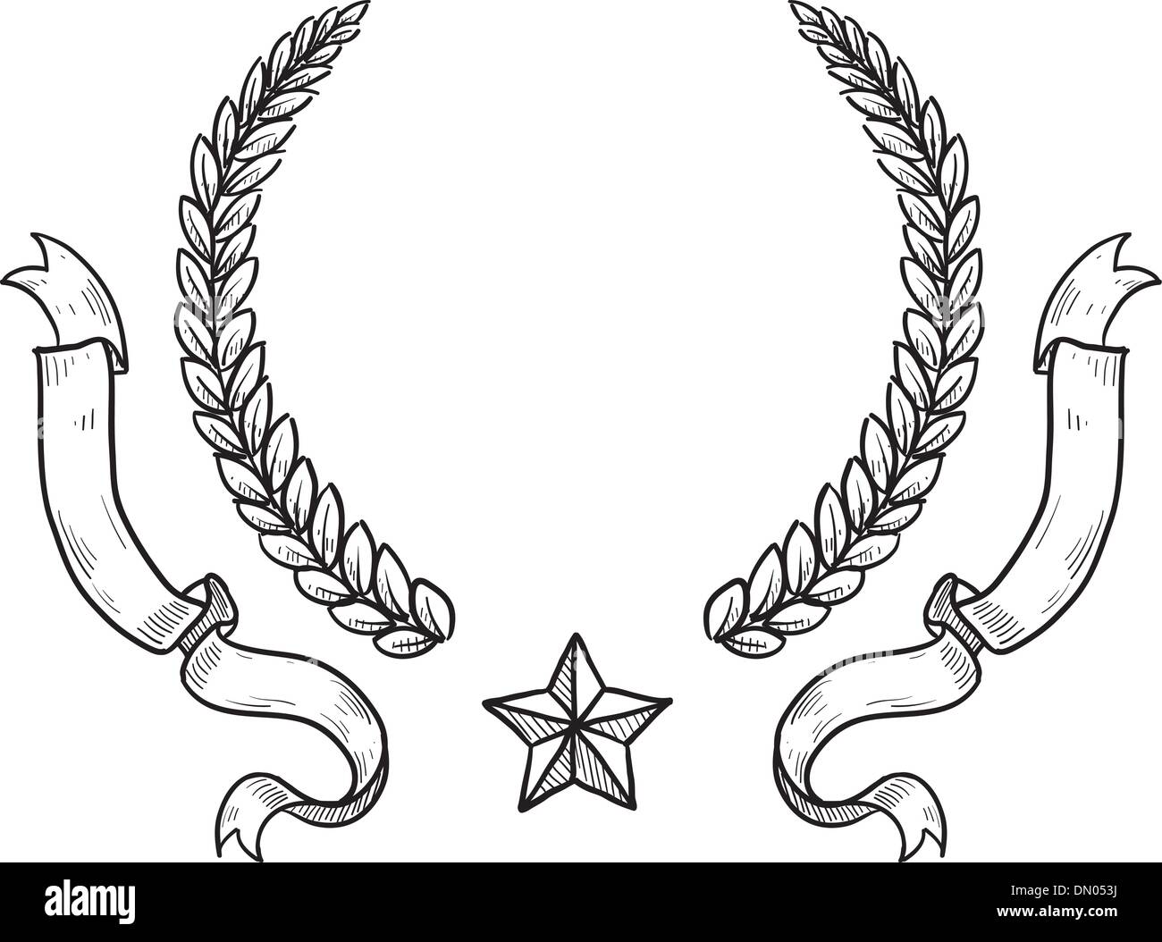 Military crest wreath and banner vector sketch Stock Vector Art ...