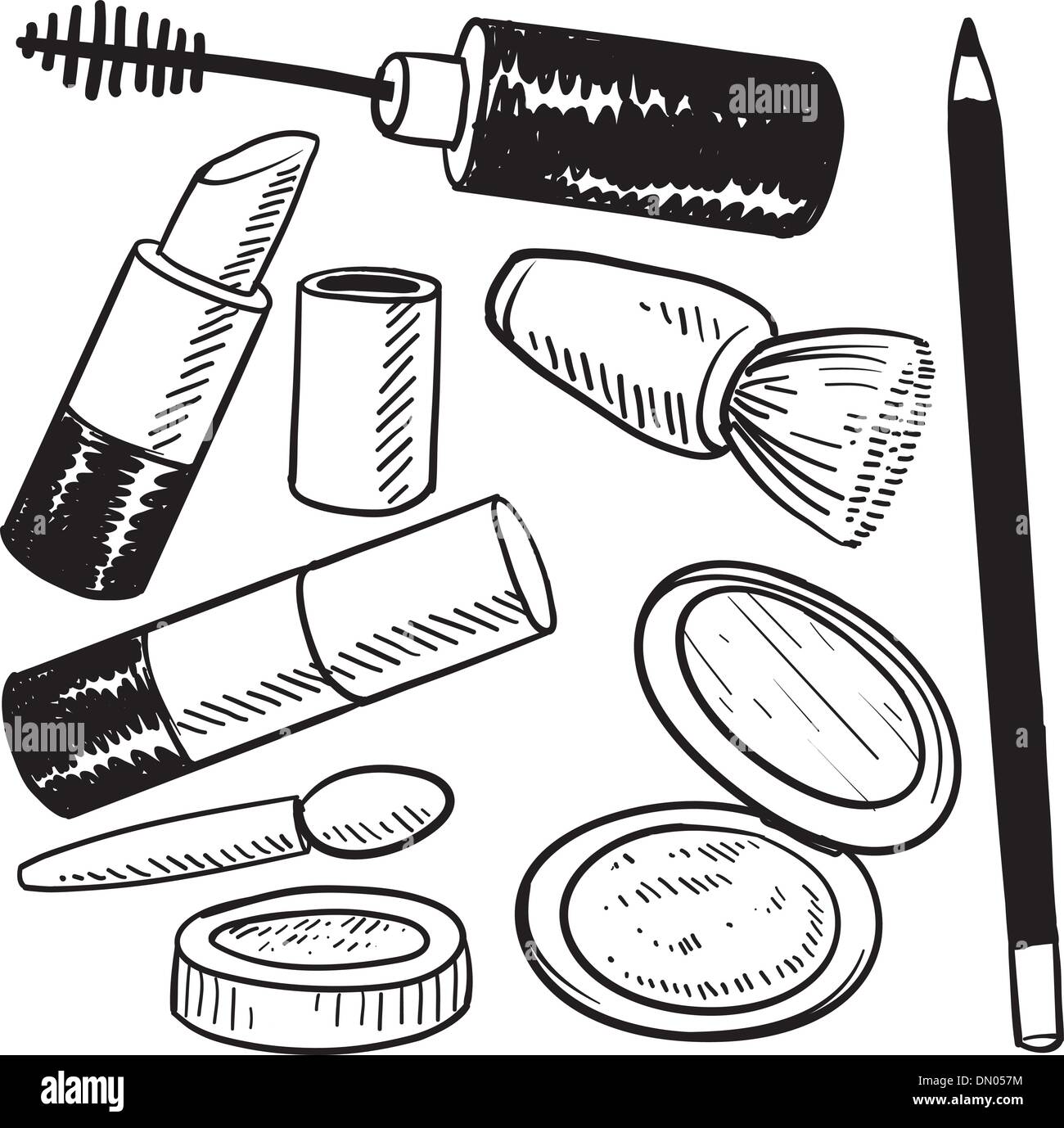 Cosmetics objects vector sketch Stock Vector Image & Art - Alamy
