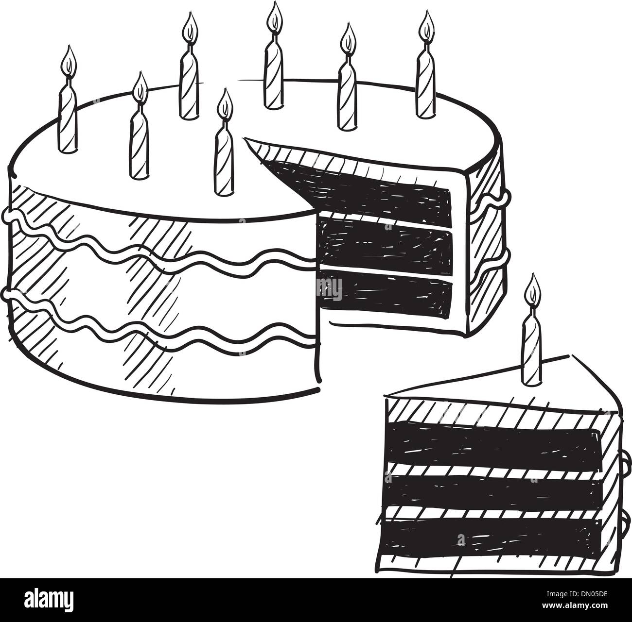 Birthday cake vector sketch Stock Vector Image & Art - Alamy