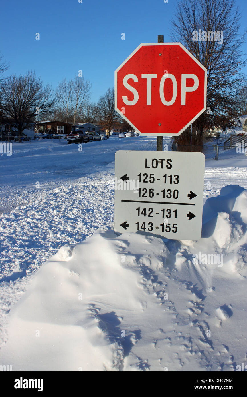 Snow covered stop sign Stock Photo - Alamy