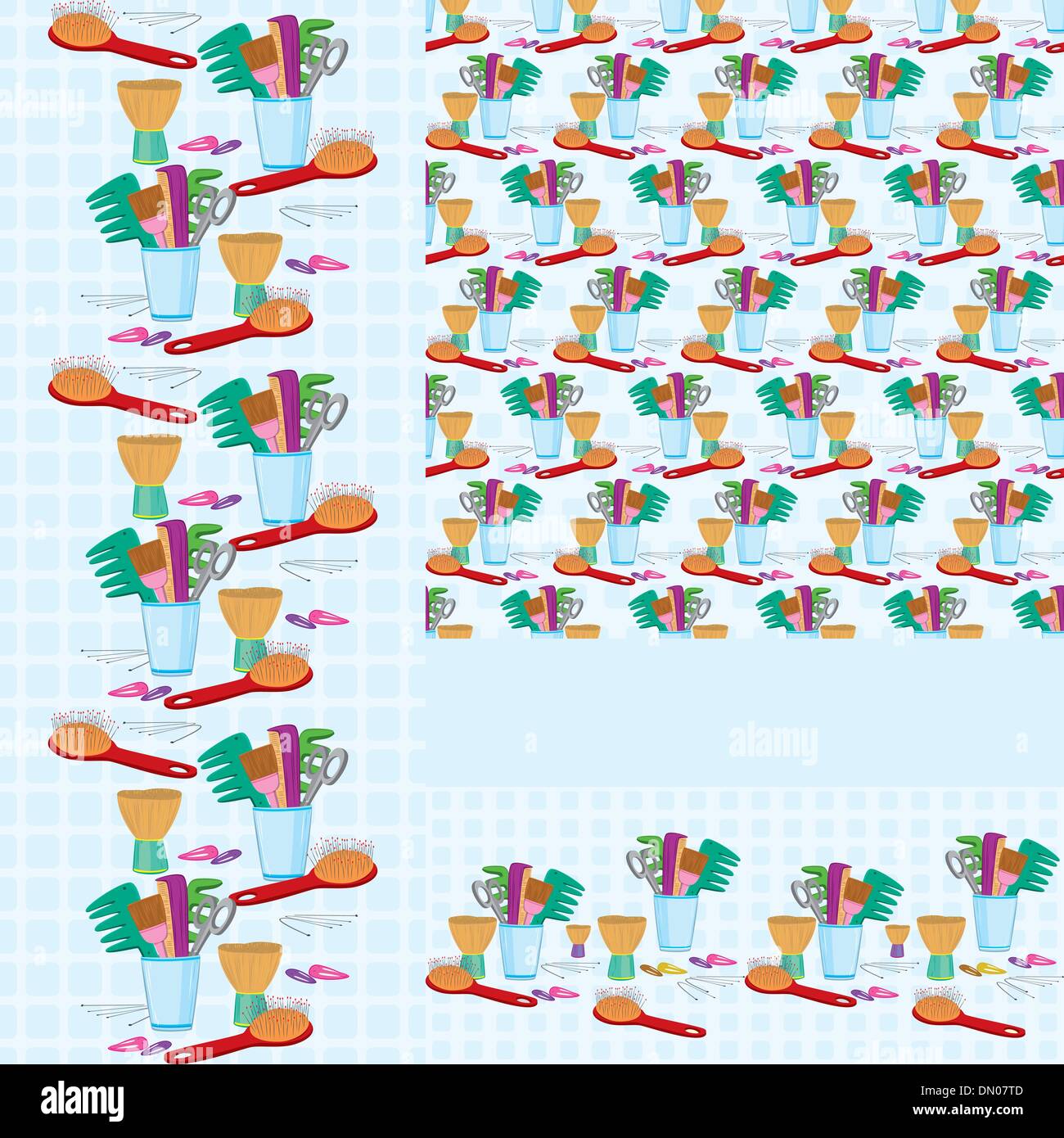 Beauty salon combs and brushes horizontal and vertical seamless pattern ...