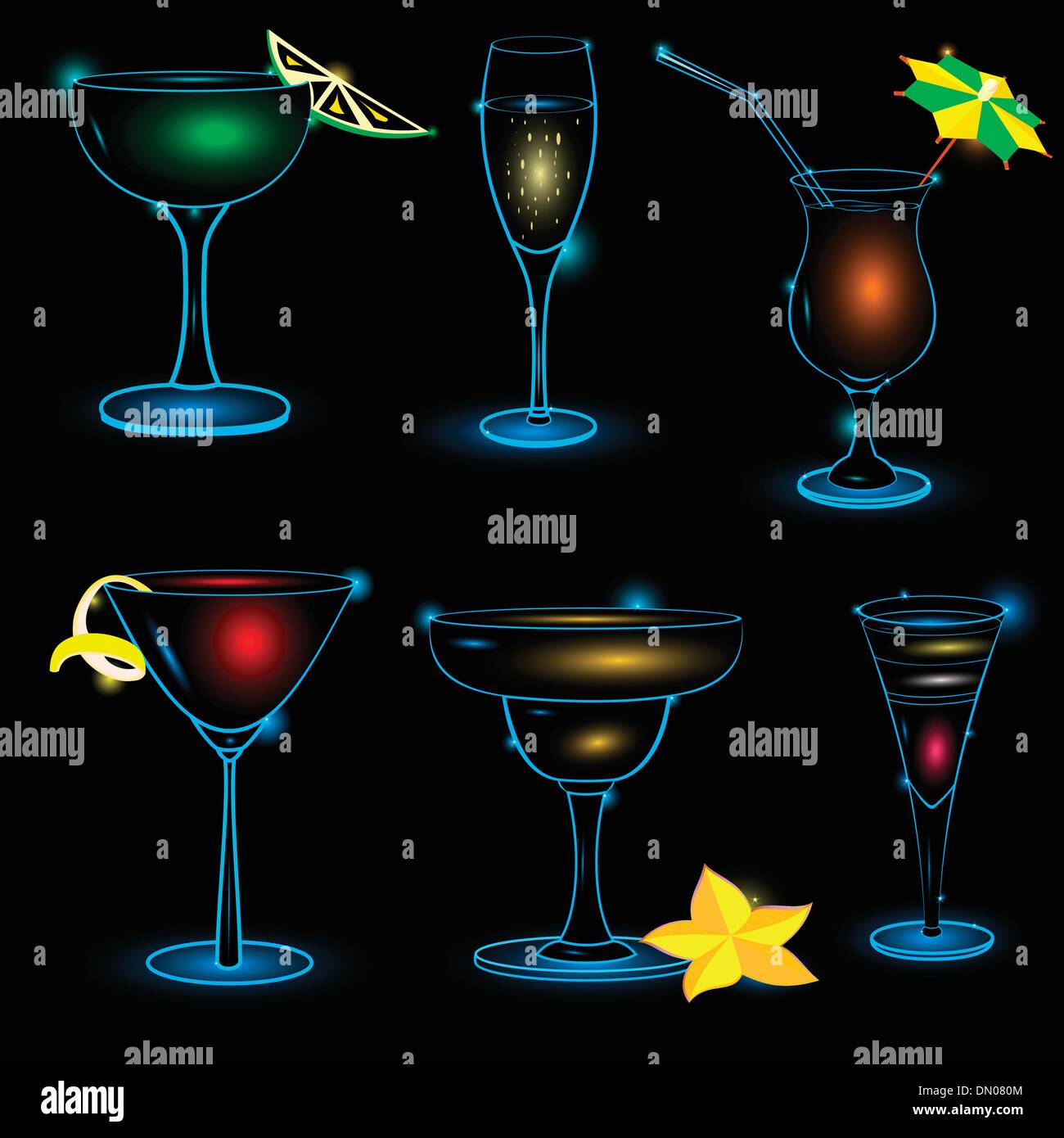 Neon party icons set Stock Vector Images - Alamy