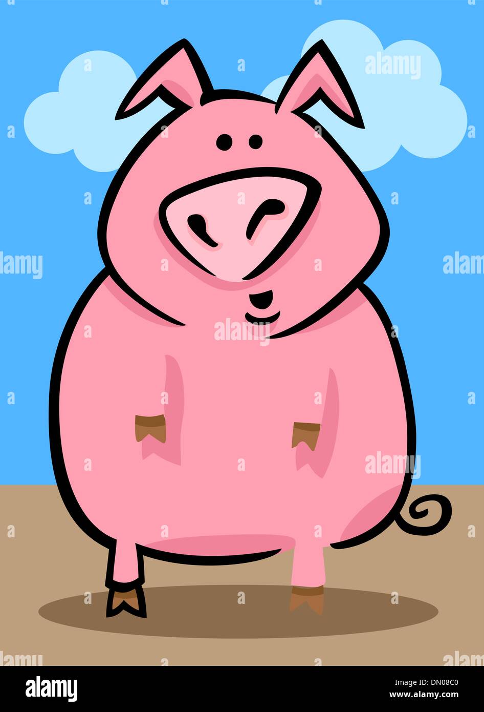 cartoon illustration of farm pig Stock Vector Image & Art - Alamy