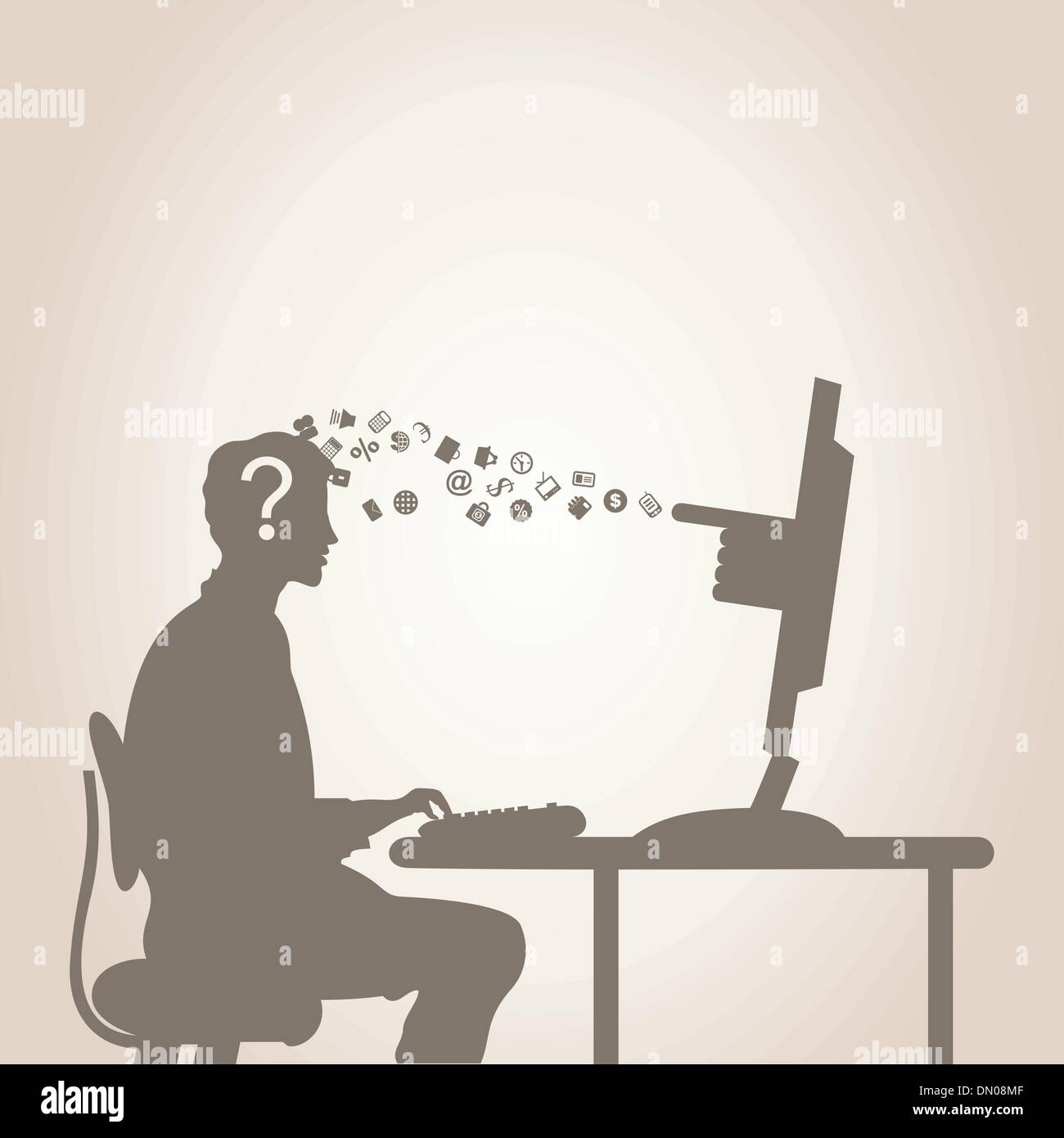 Person at computer monitor home Stock Vector Images - Alamy
