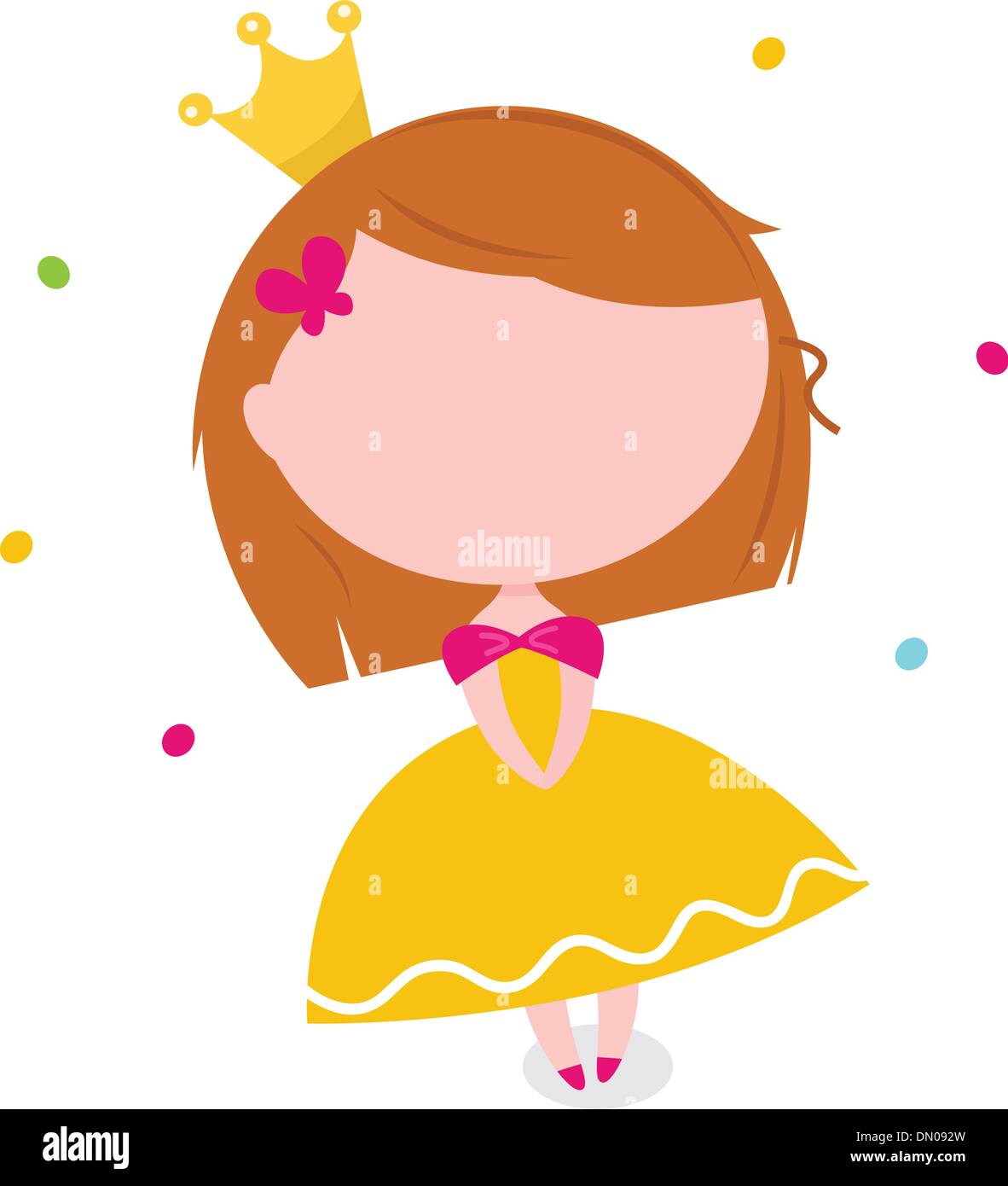 Cute Princess in yellow dress isolated on white Stock Vector Image ...
