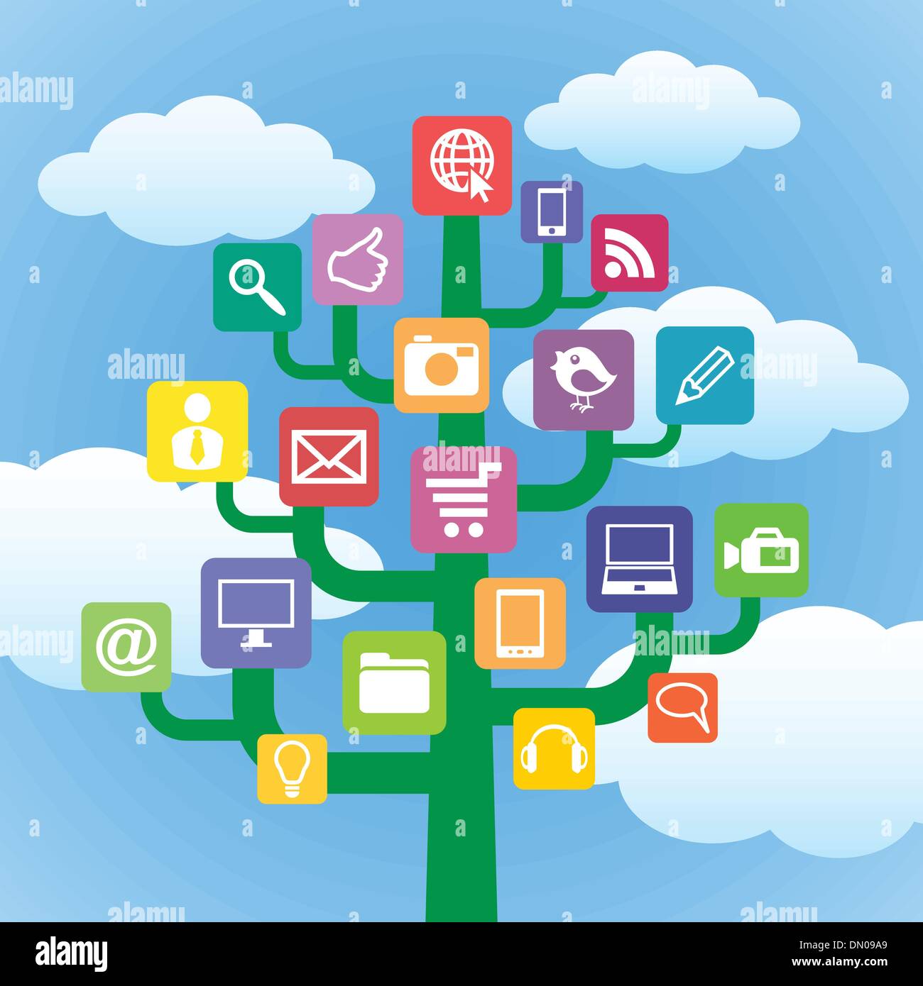 Social media icons tree Stock Vector Images - Alamy