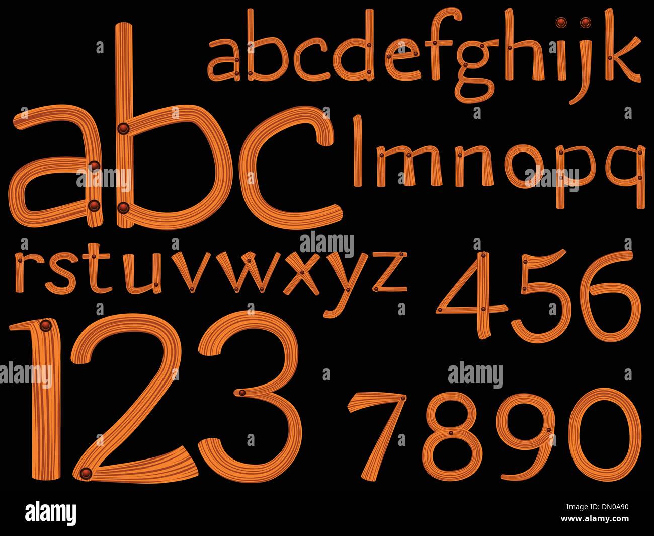 Wooden alphabet letters numbers Stock Vector Images - Alamy