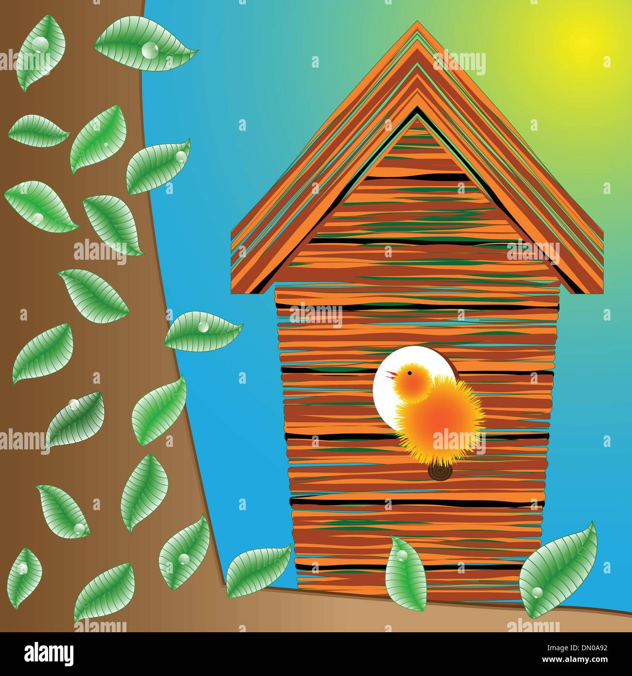 Bird nest on house Stock Vector Images - Alamy