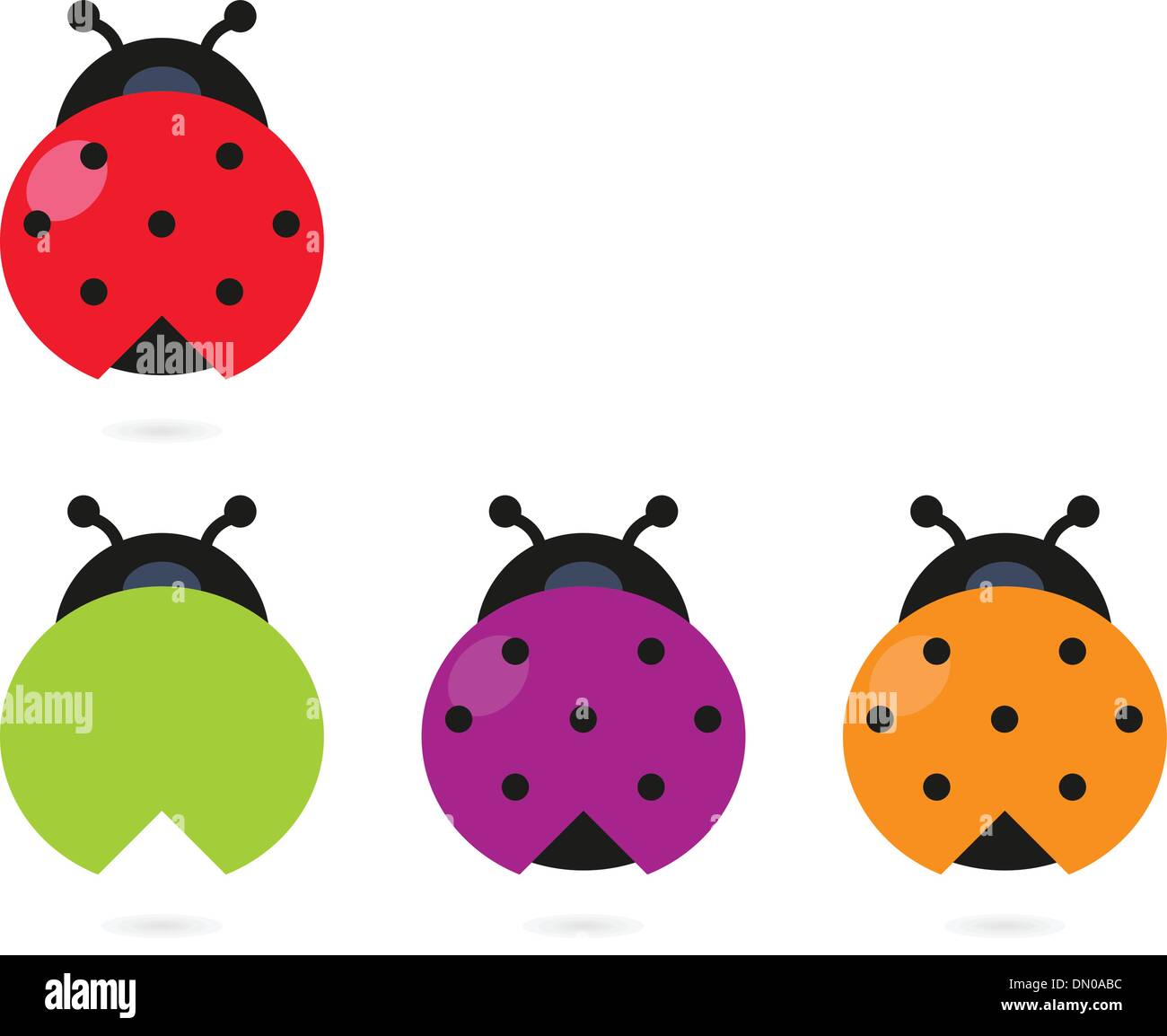Cute colorful Ladybug set isolated on white Stock Vector Image & Art ...