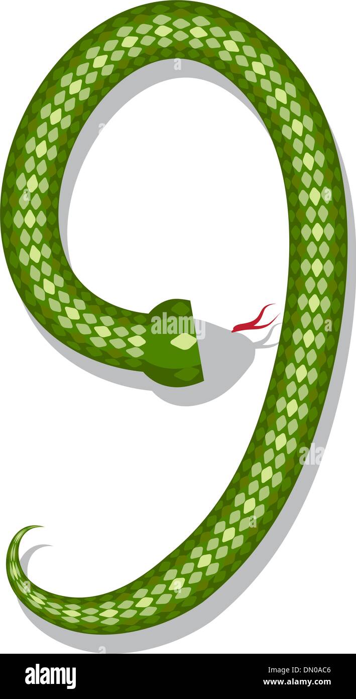 Snake font. Digit 9 Stock Vector Image & Art - Alamy