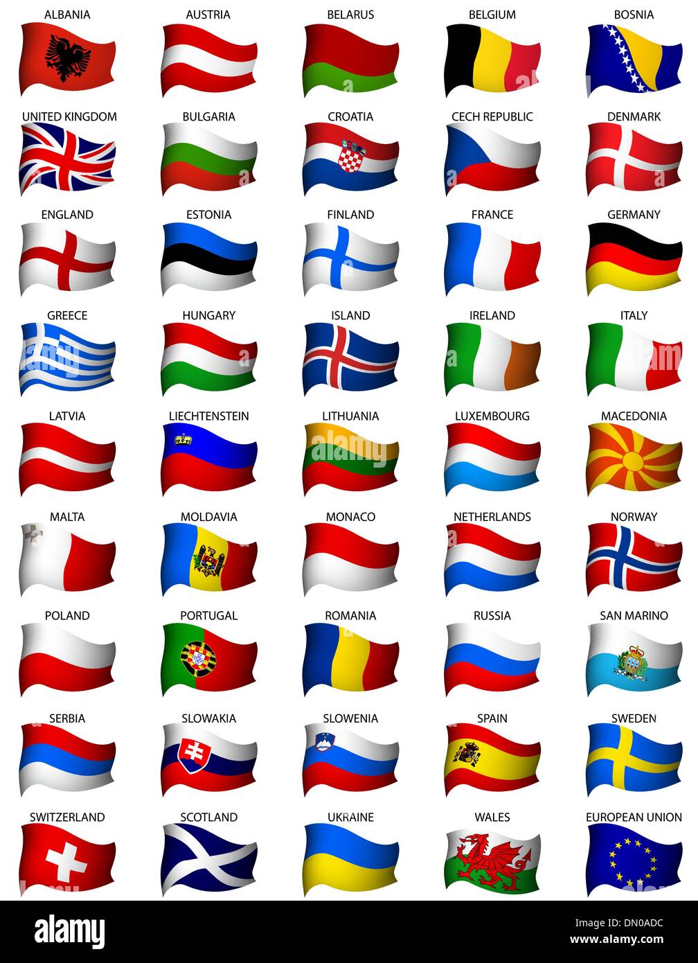 wavy european flags set Stock Vector Image & Art - Alamy
