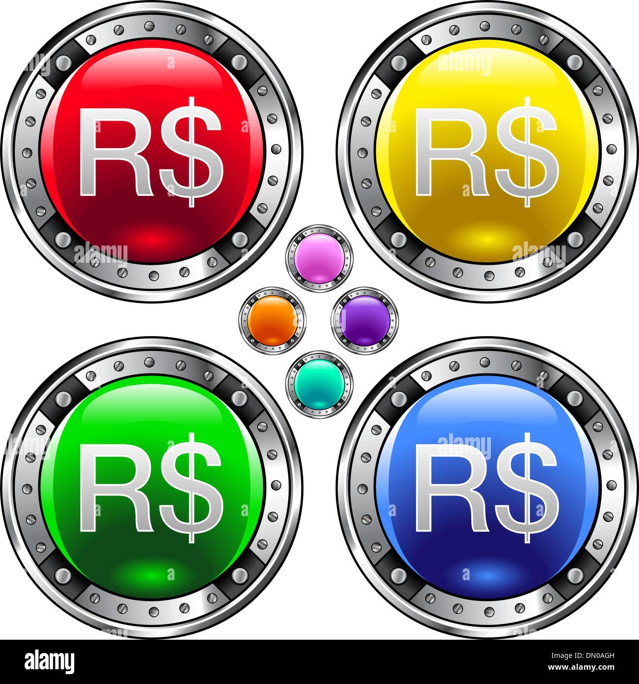 Brazilian Real colorful button Stock Vector Image & Art - Alamy