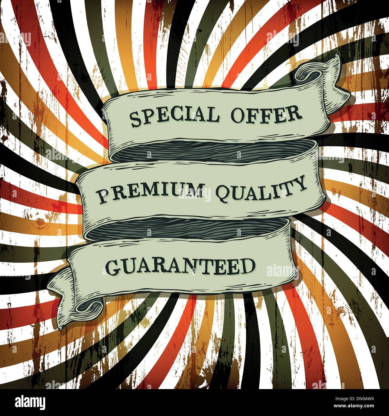 Vintage ribbon with sample text on colorful rays background. Vec Stock ...