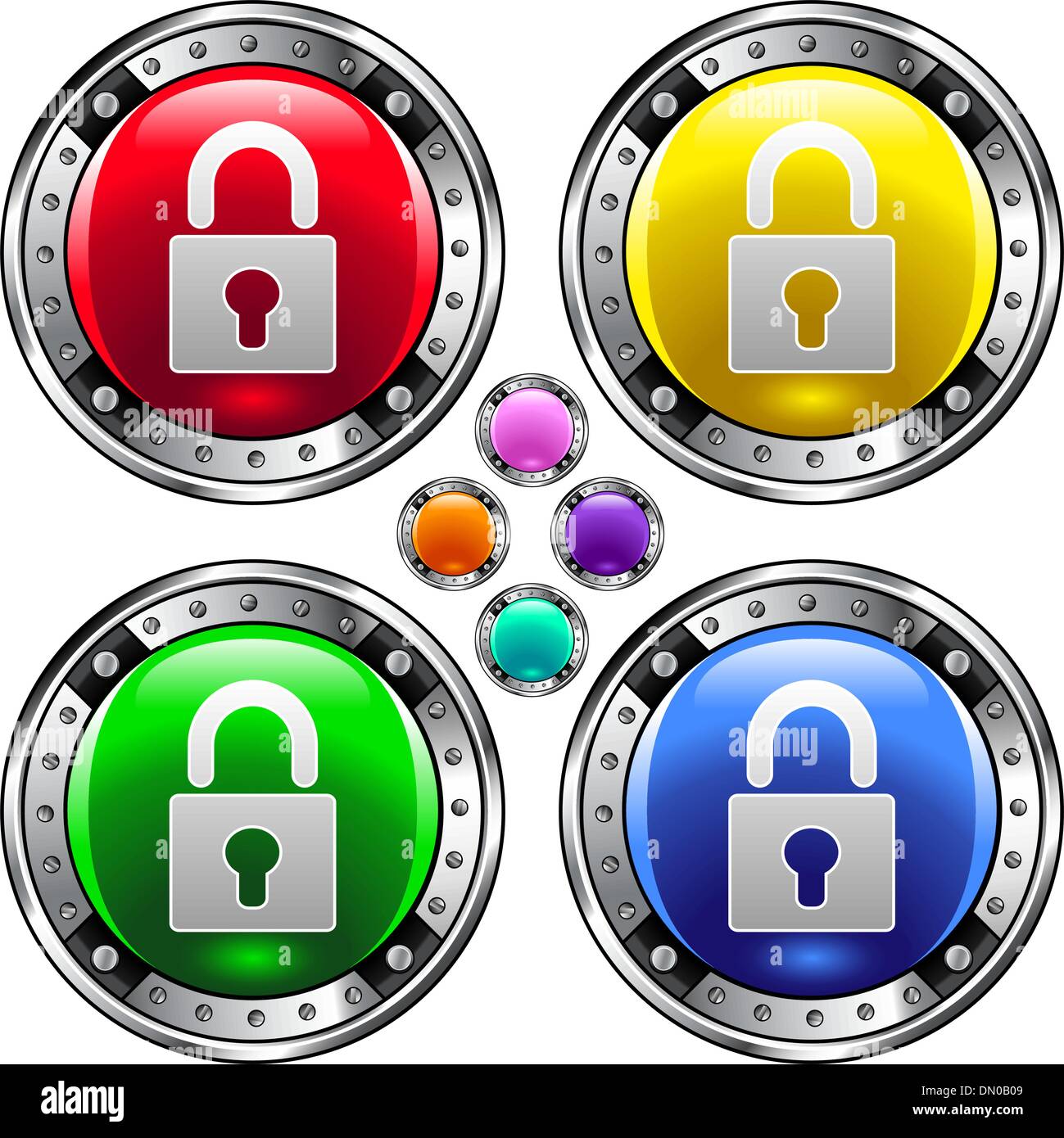 Secure lock colorful button Stock Vector Image & Art - Alamy
