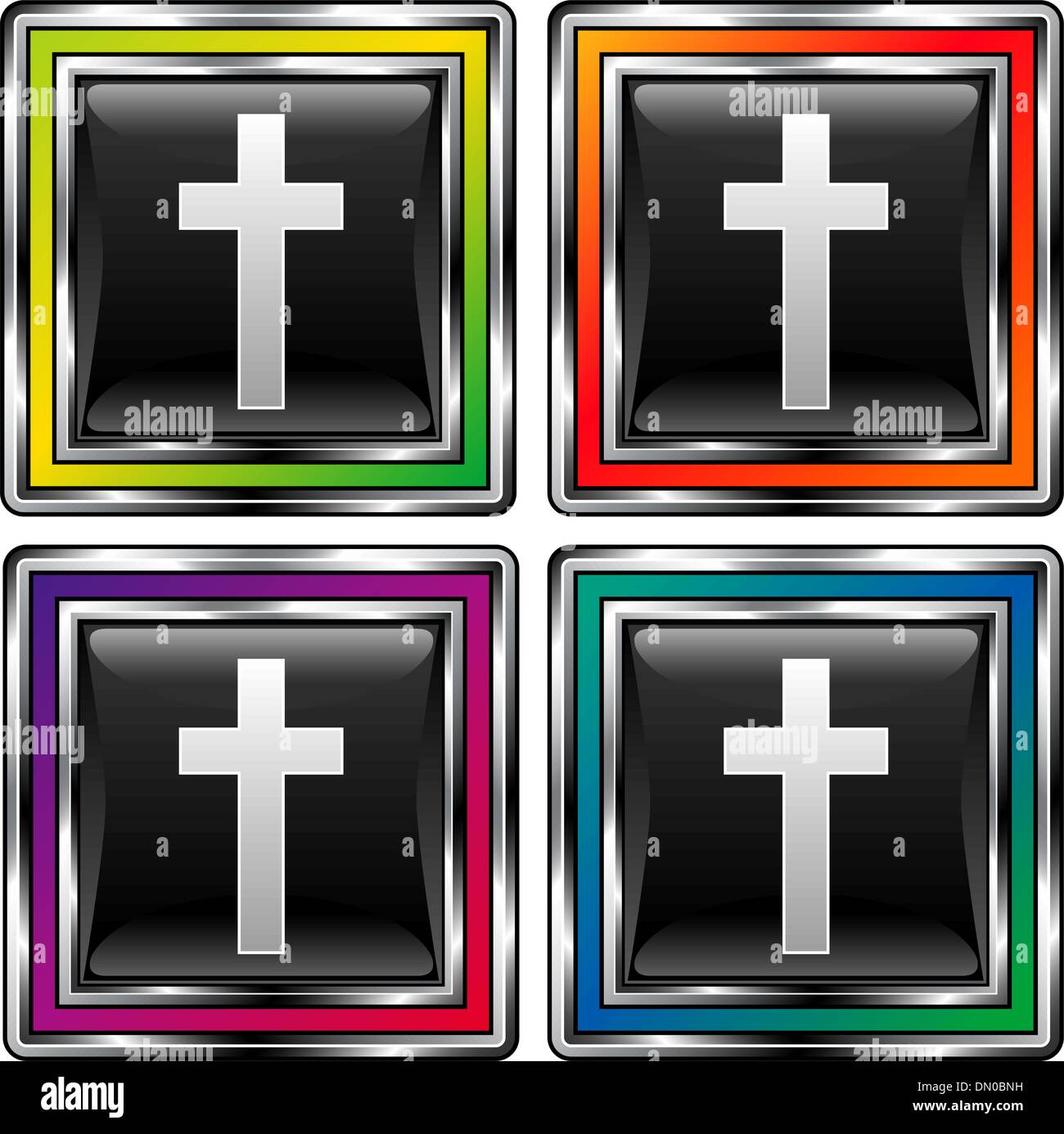 Christian cross black box button Stock Vector Image & Art - Alamy