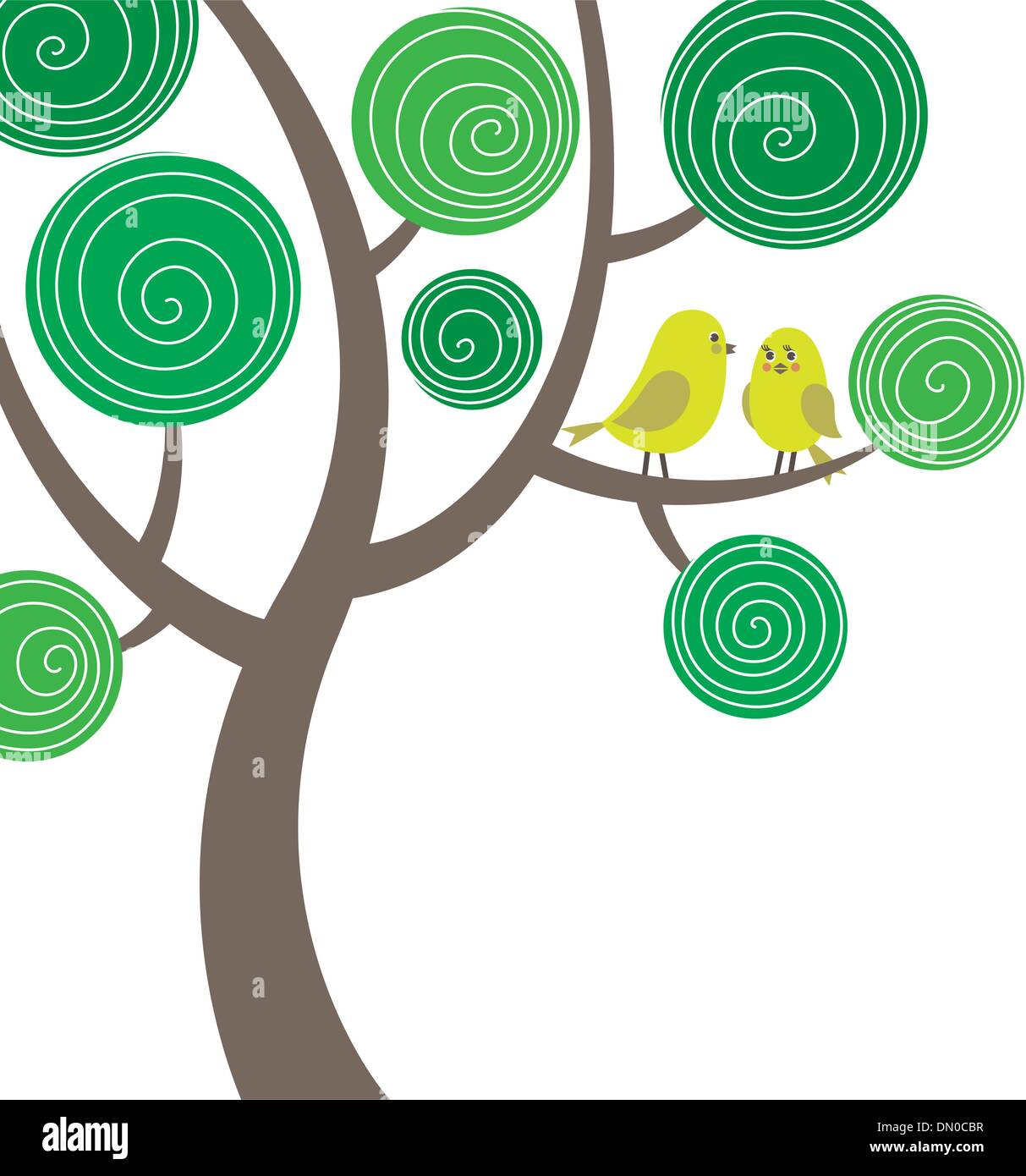 Birds on tree retro Stock Vector Images - Alamy