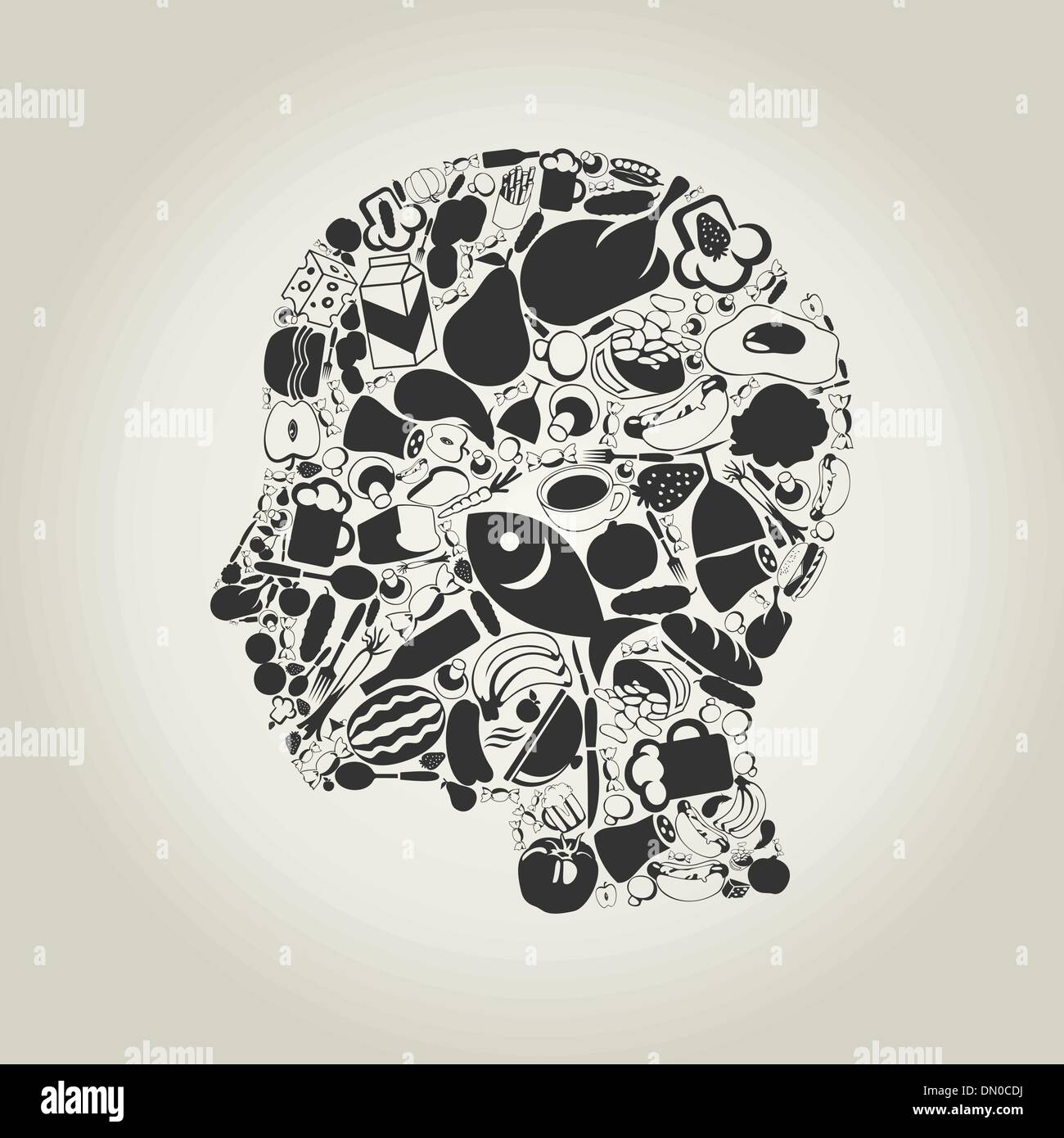 Food head illustration Stock Vector Images - Alamy