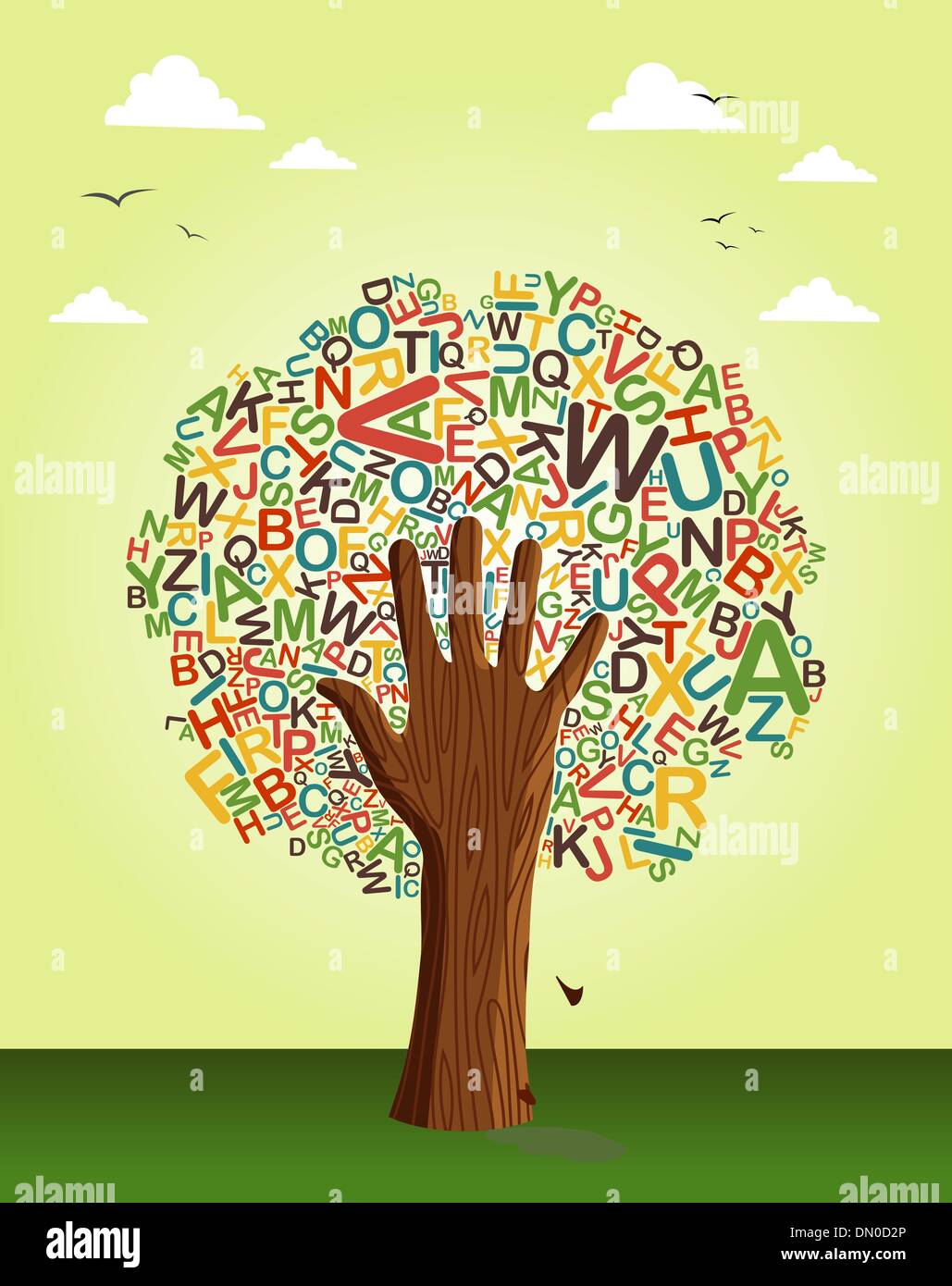 Learn to read at school education tree hand Stock Vector Image & Art ...