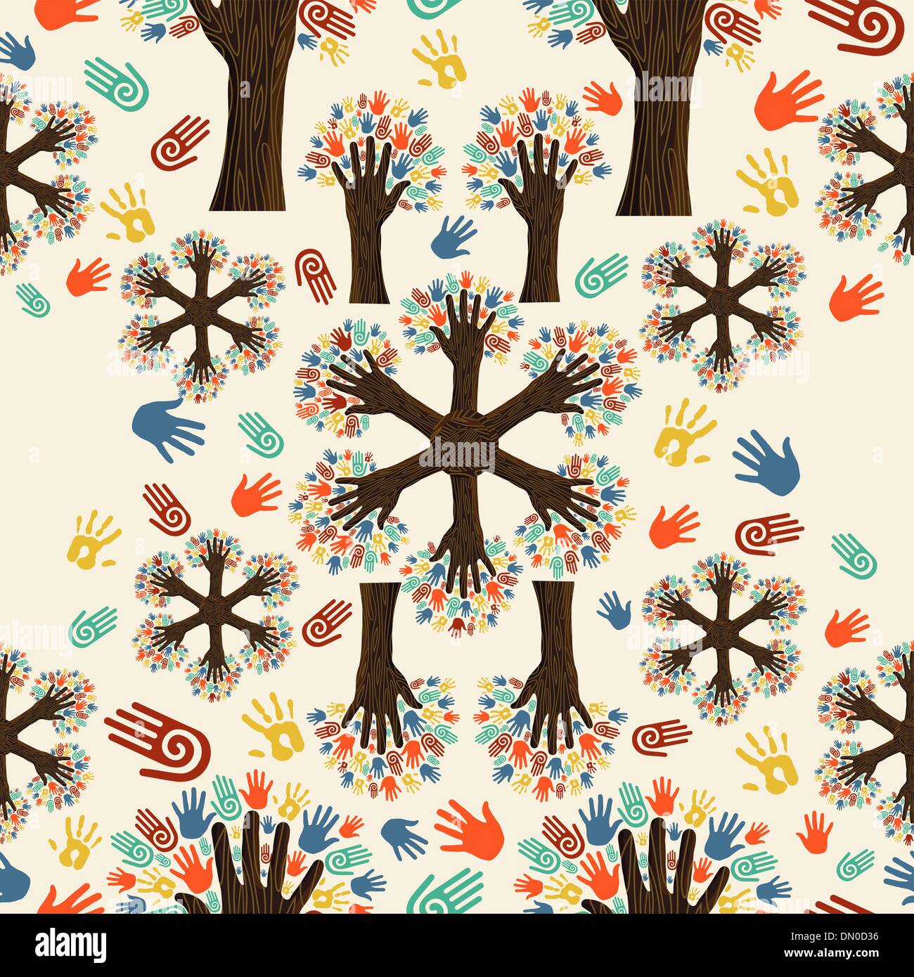 Diversity tree hands pattern Stock Vector Image & Art - Alamy