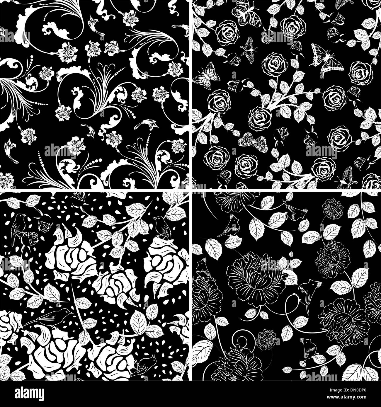 Cute colorful floral pattern Black and White Stock Photos & Images - Alamy