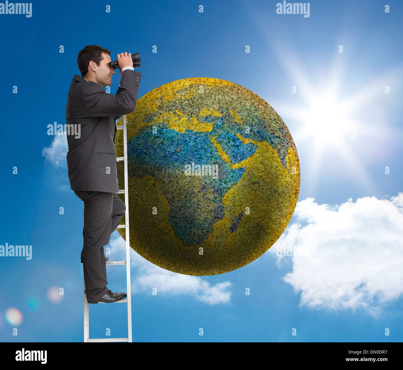Man Standing On Top Globe High Resolution Stock Photography and Images ...
