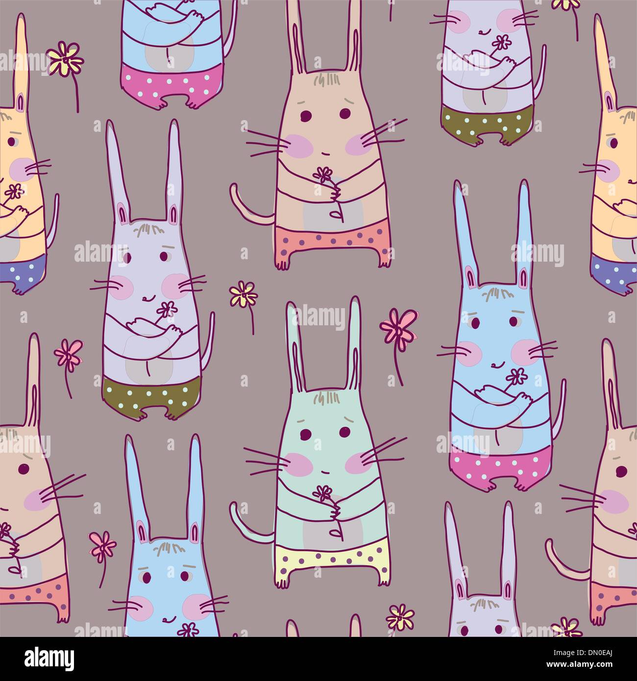 Rabbits seamless background Stock Vector Images - Alamy