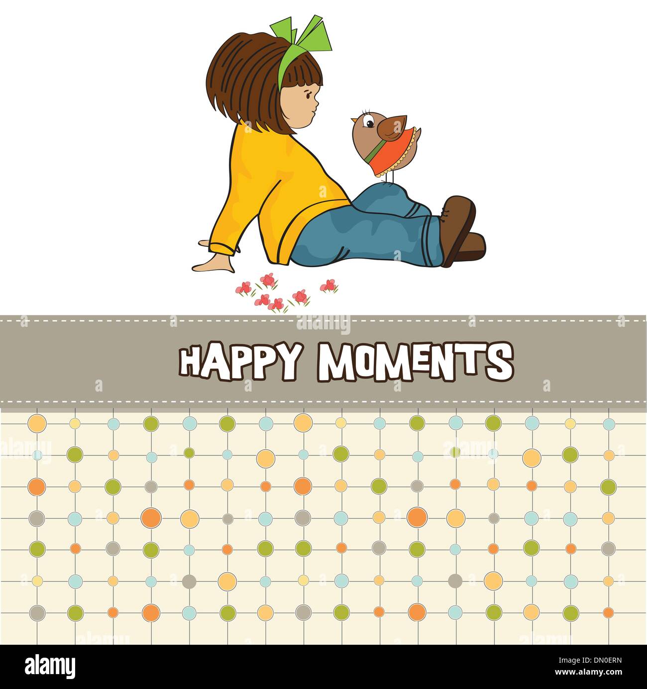 cute young girl talking to little bird Stock Vector Image & Art - Alamy