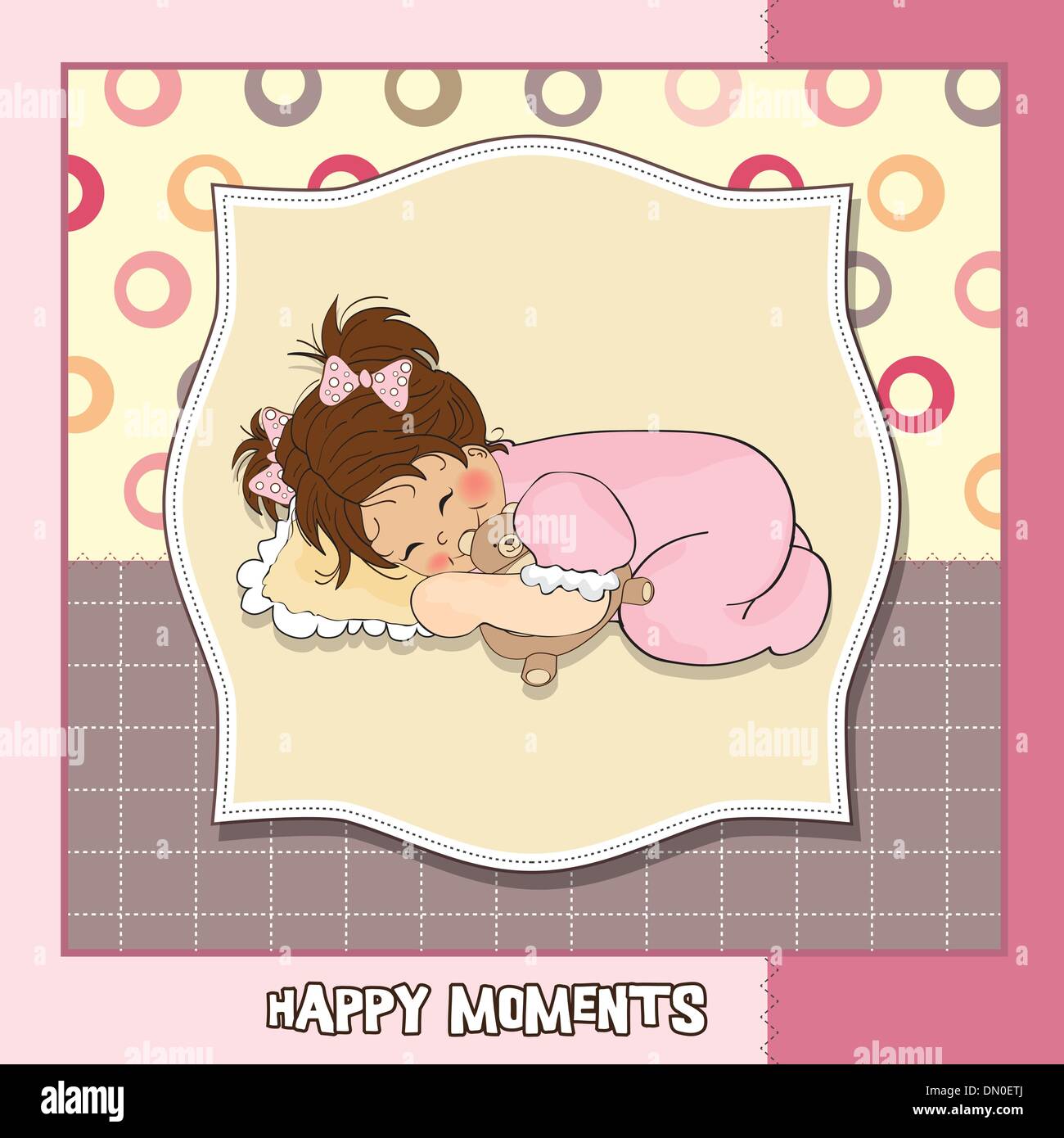 little baby girl play with her teddy bear toy Stock Vector Image & Art ...