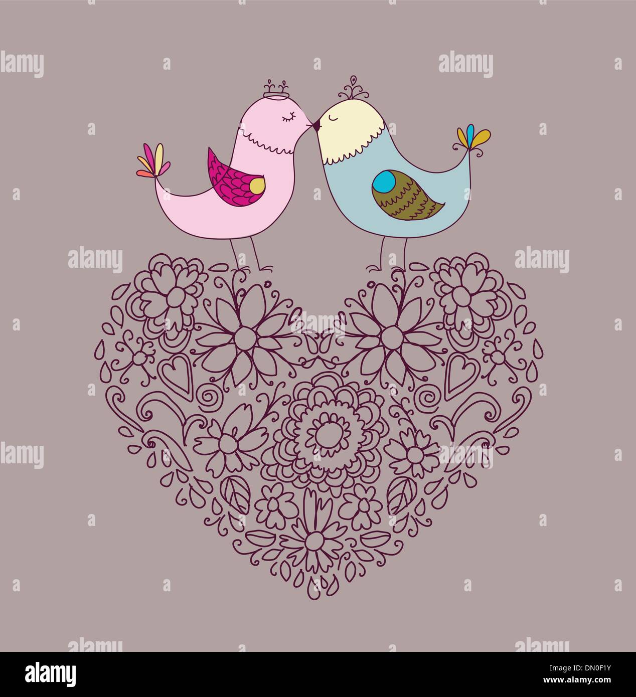 Flowers birds in spring Stock Vector Images - Alamy