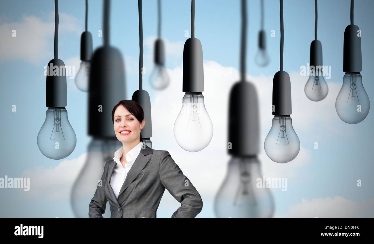 Composite image of attractive customer service agent with headset on ...