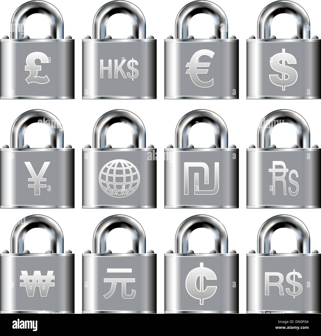 Secure currency lock icons Stock Vector Image & Art - Alamy