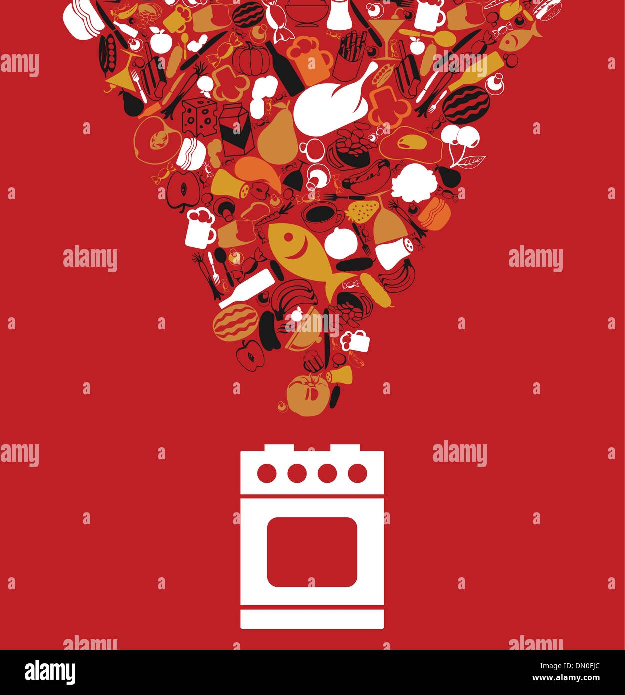 Meal fish vegetables fruit bread Stock Vector Images - Alamy