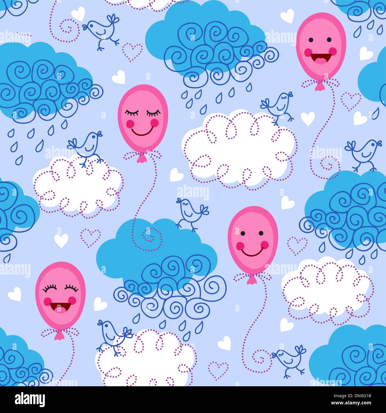 Seamless pattern with balloons and clouds Stock Vector Image & Art - Alamy