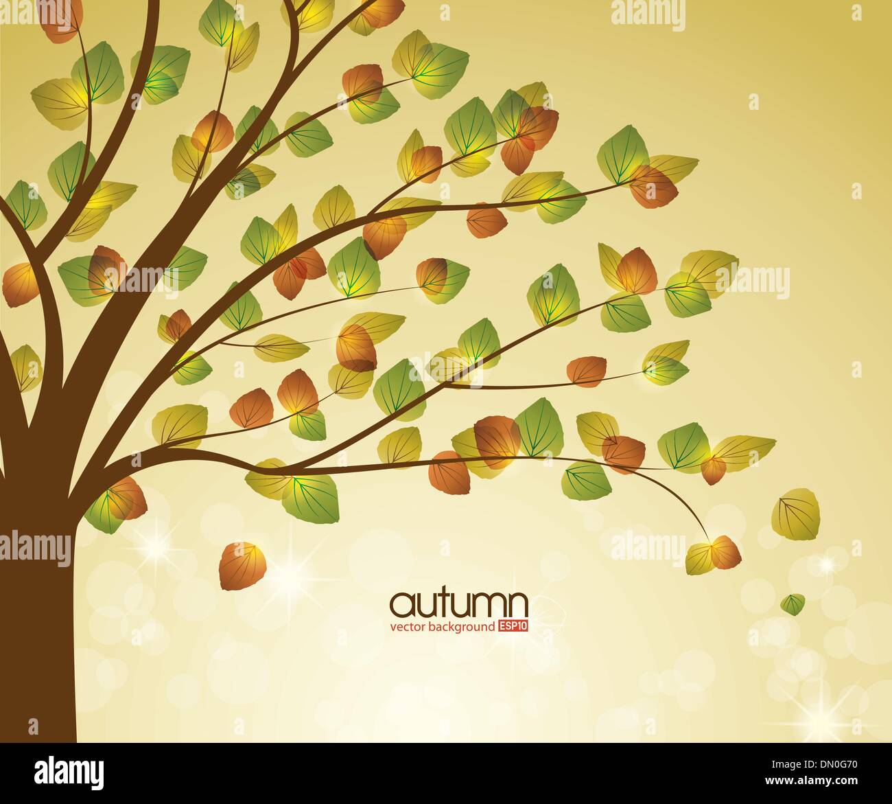 Single branch autumn oak Stock Vector Images - Alamy