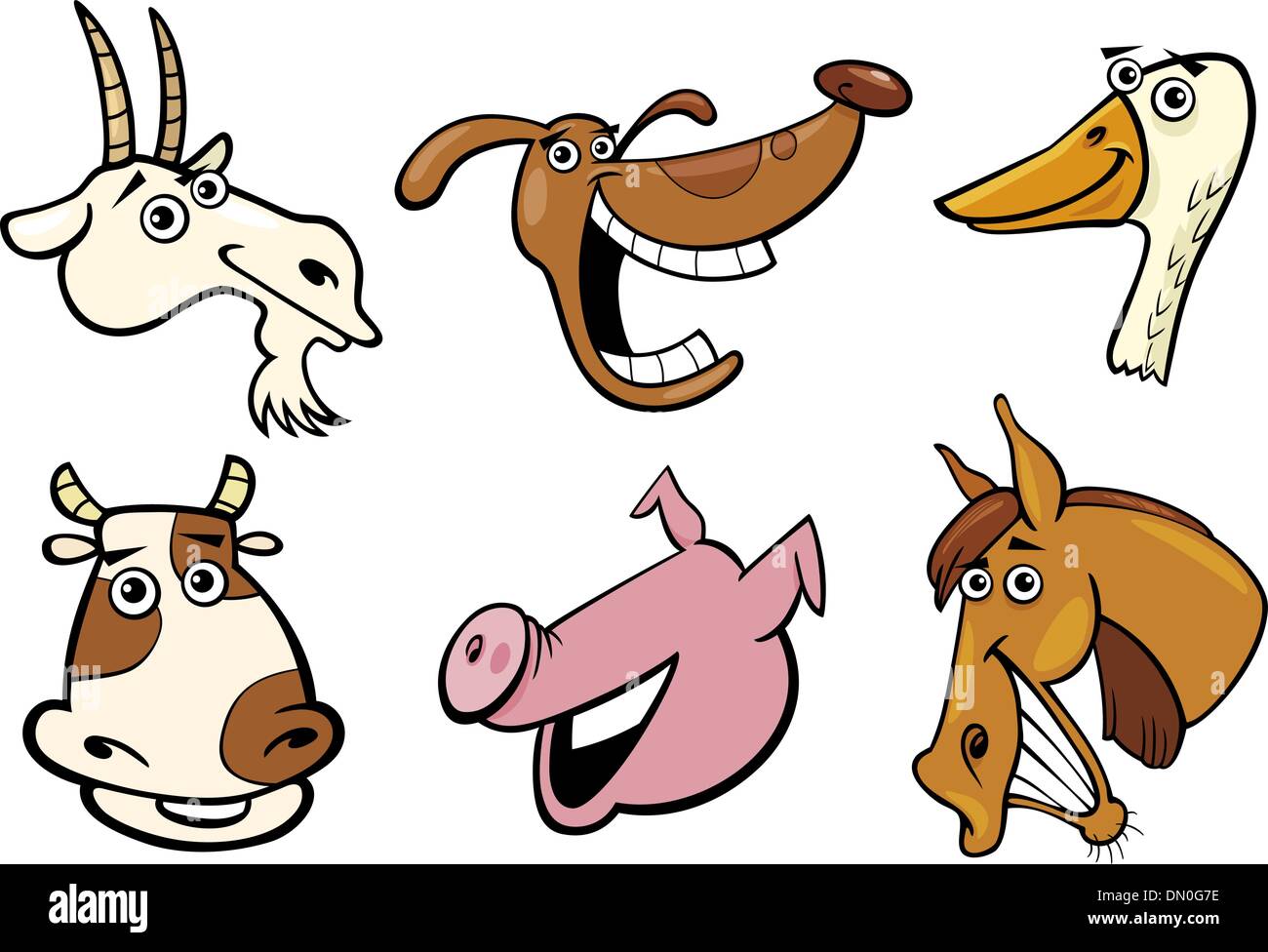 Cartoon farm animals heads set Stock Vector Image & Art - Alamy