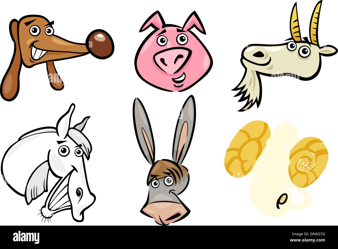 Cartoon farm animals heads set Stock Vector Image & Art - Alamy