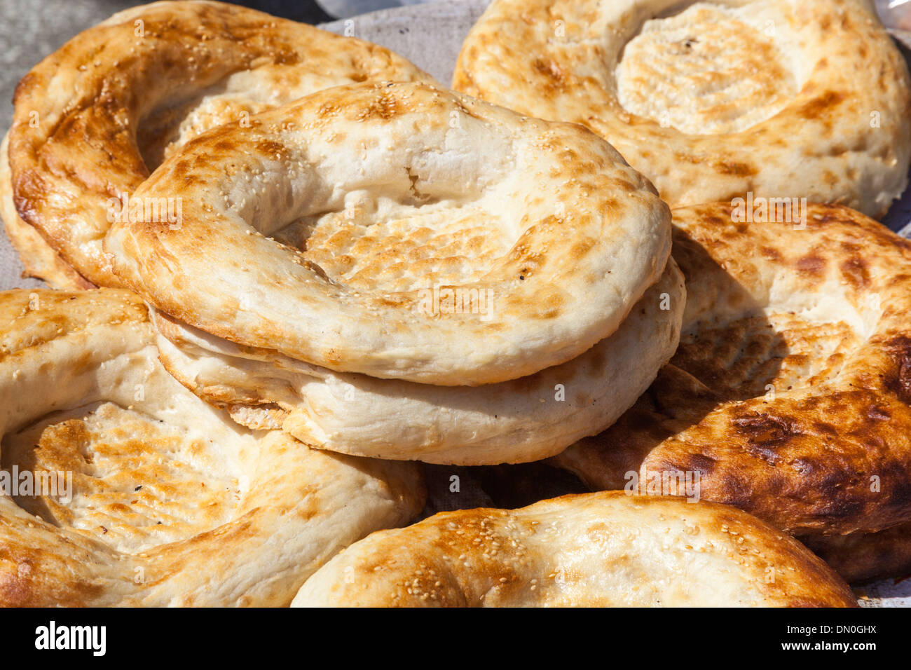 Non bread for sale, Siyob Market, also known as Siab Market, Samarkand ...