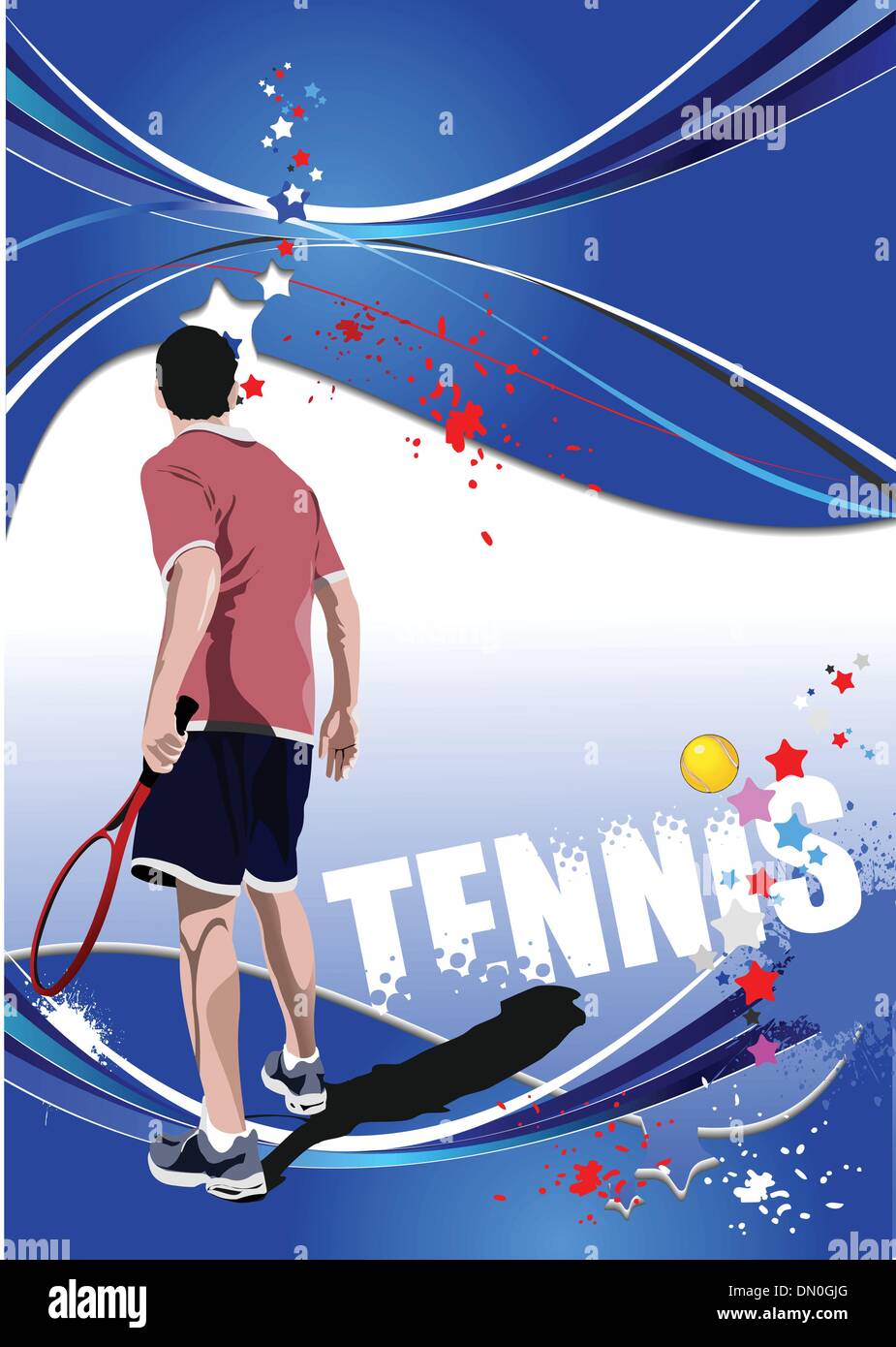 Tennis player poster. Colored Vector illustration for designers Stock ...