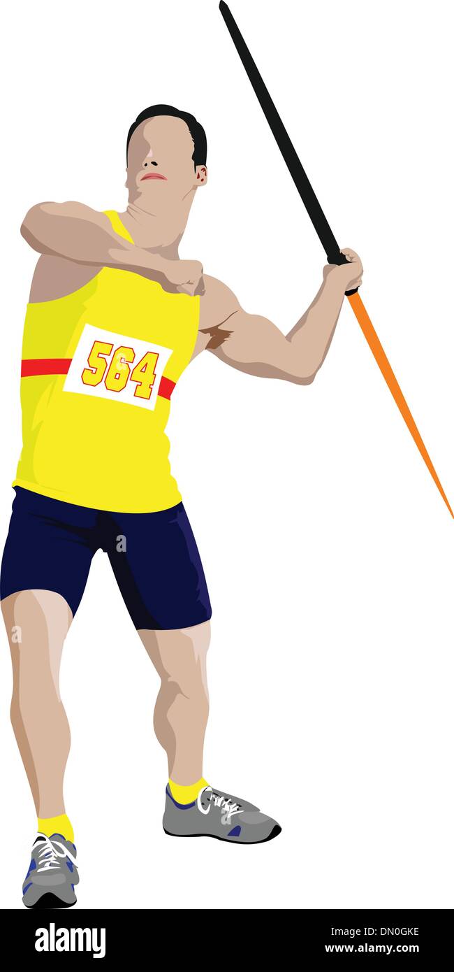 Track and field. Male Javelin thrower on white background. Vecto Stock ...