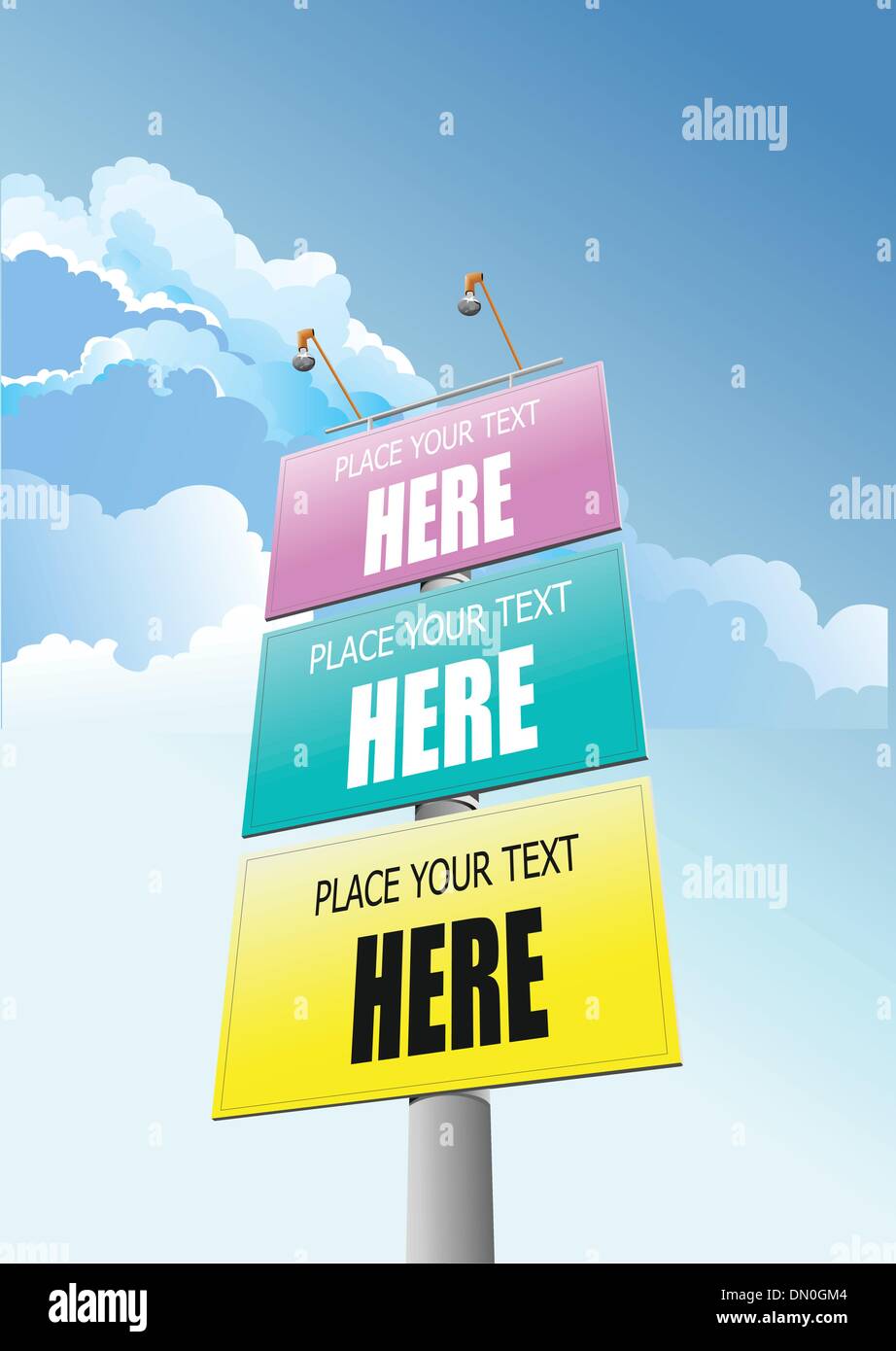 Big billboard publicity over blue sky. Vector illustration Stock Vector ...
