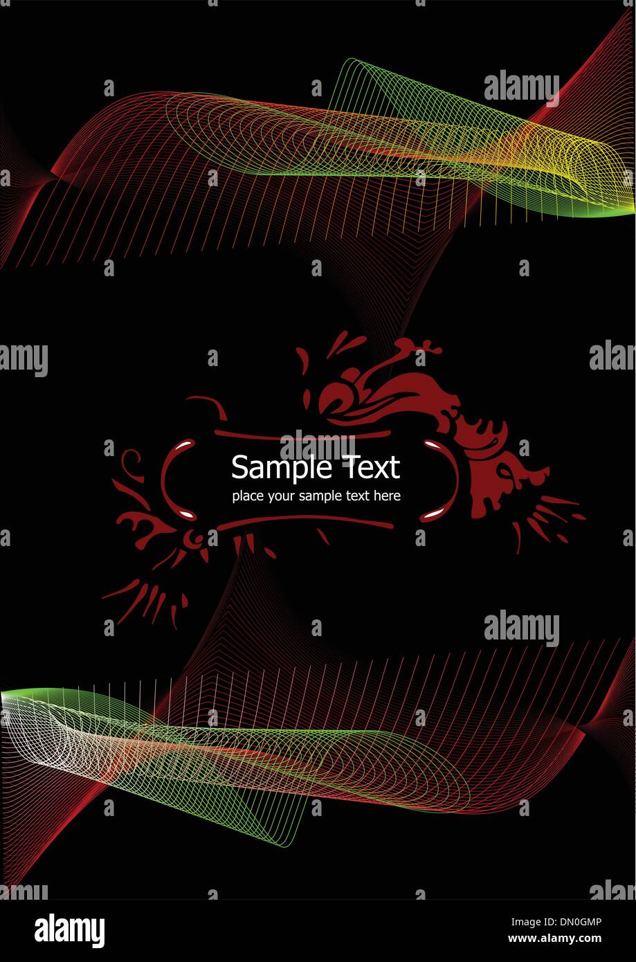 Green-red-black abstract wave background. Vector illustration Stock ...