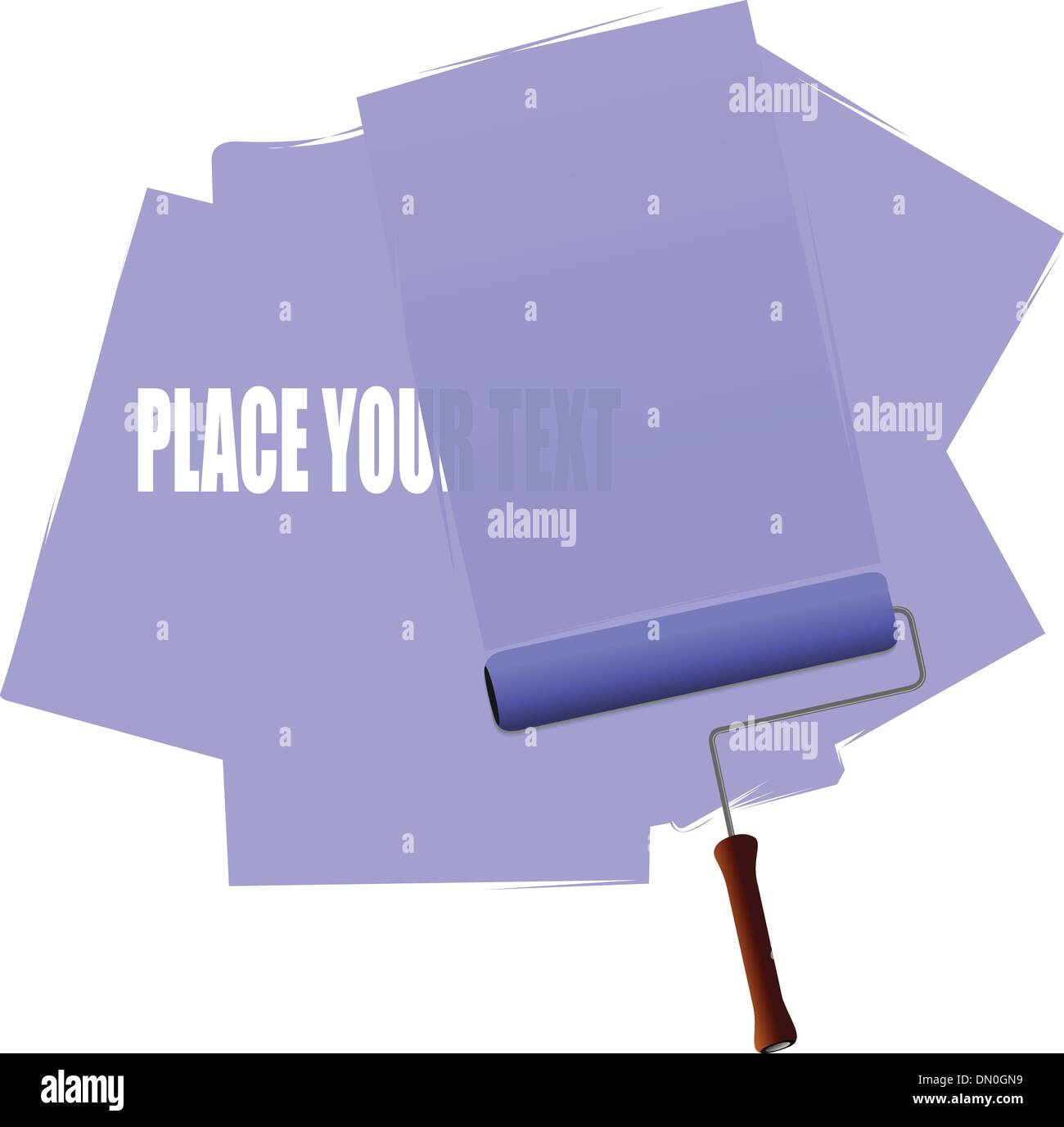 Blue roller brush with paint strokes. Vector illustration Stock Vector ...