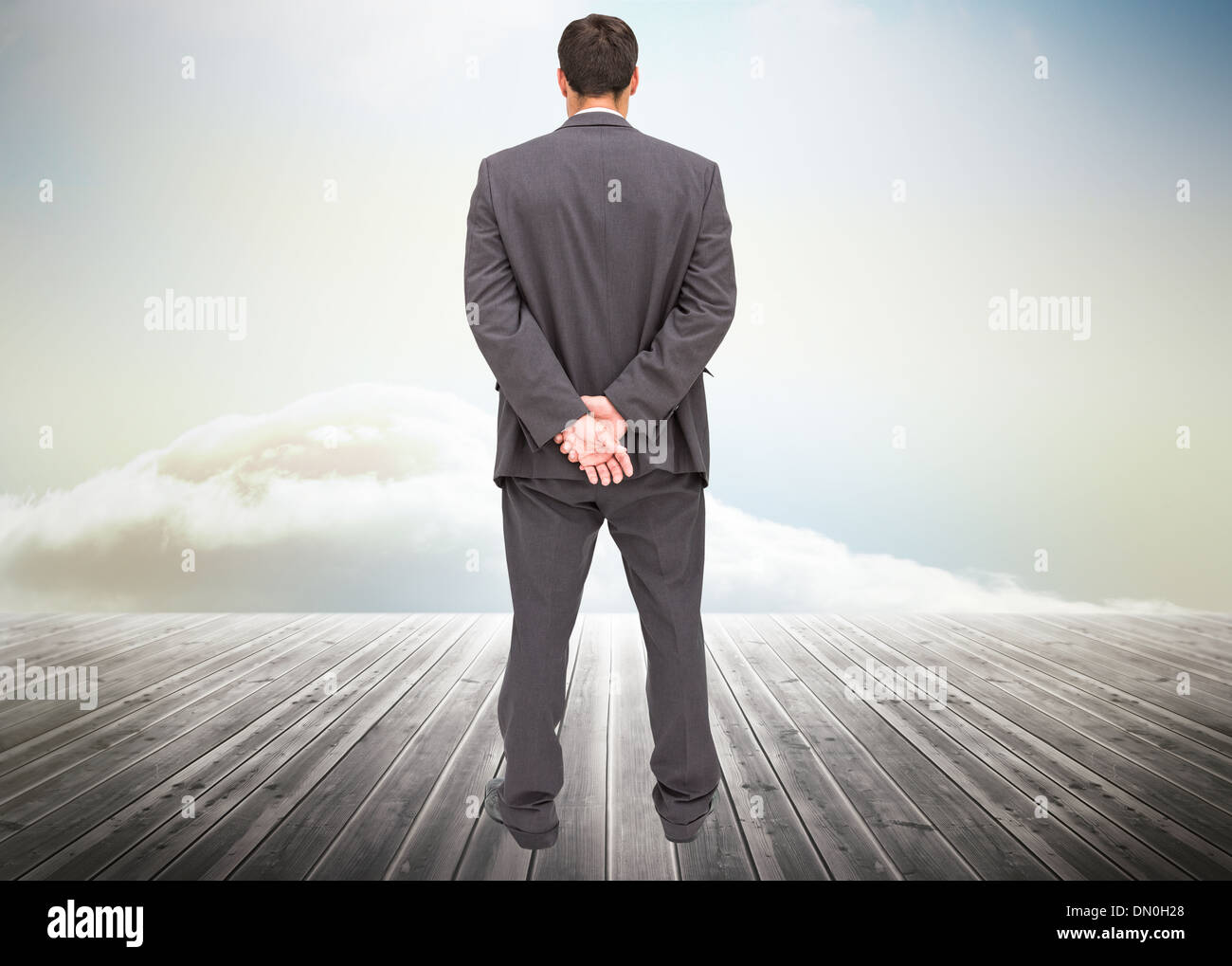 Composite image of rear view of classy businessman posing Stock Photo ...