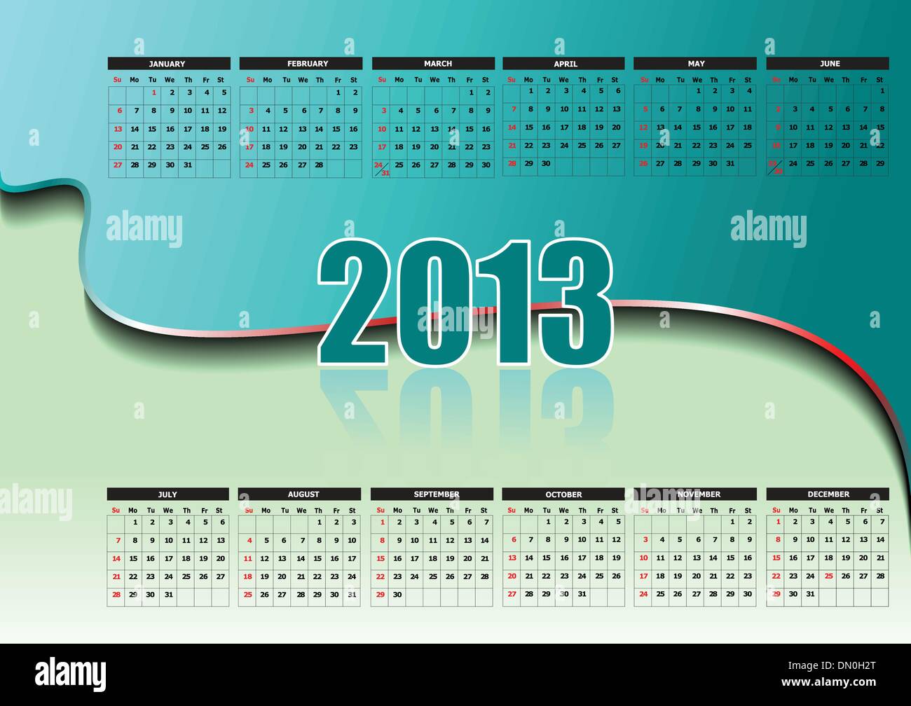 Calendar 2013 with American holidays. Months. Vector illustratio Stock ...