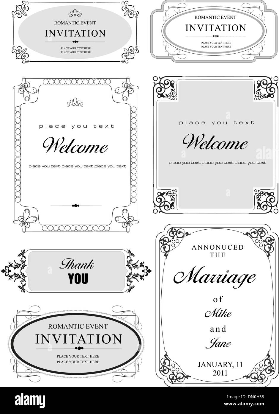 Set of ornate vector frames and ornaments with sample text. Perf Stock ...