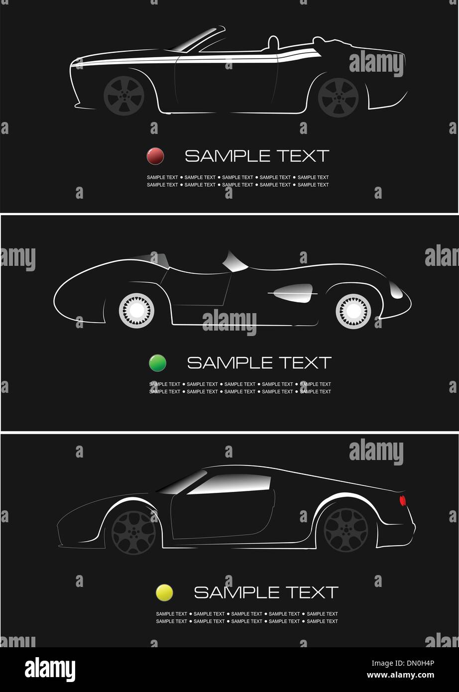 White silhouette of car sedan on black background. Vector illust Stock ...