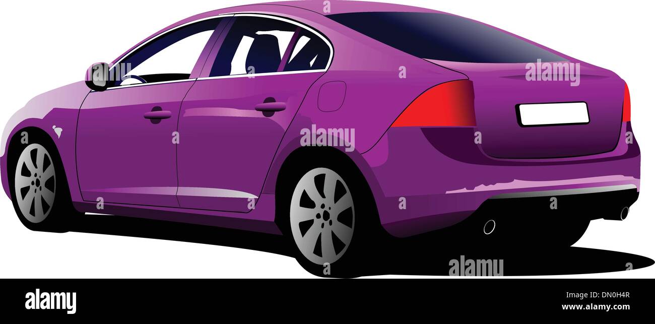 Purple colored car sedan on the road. Vector illustration Stock Vector ...